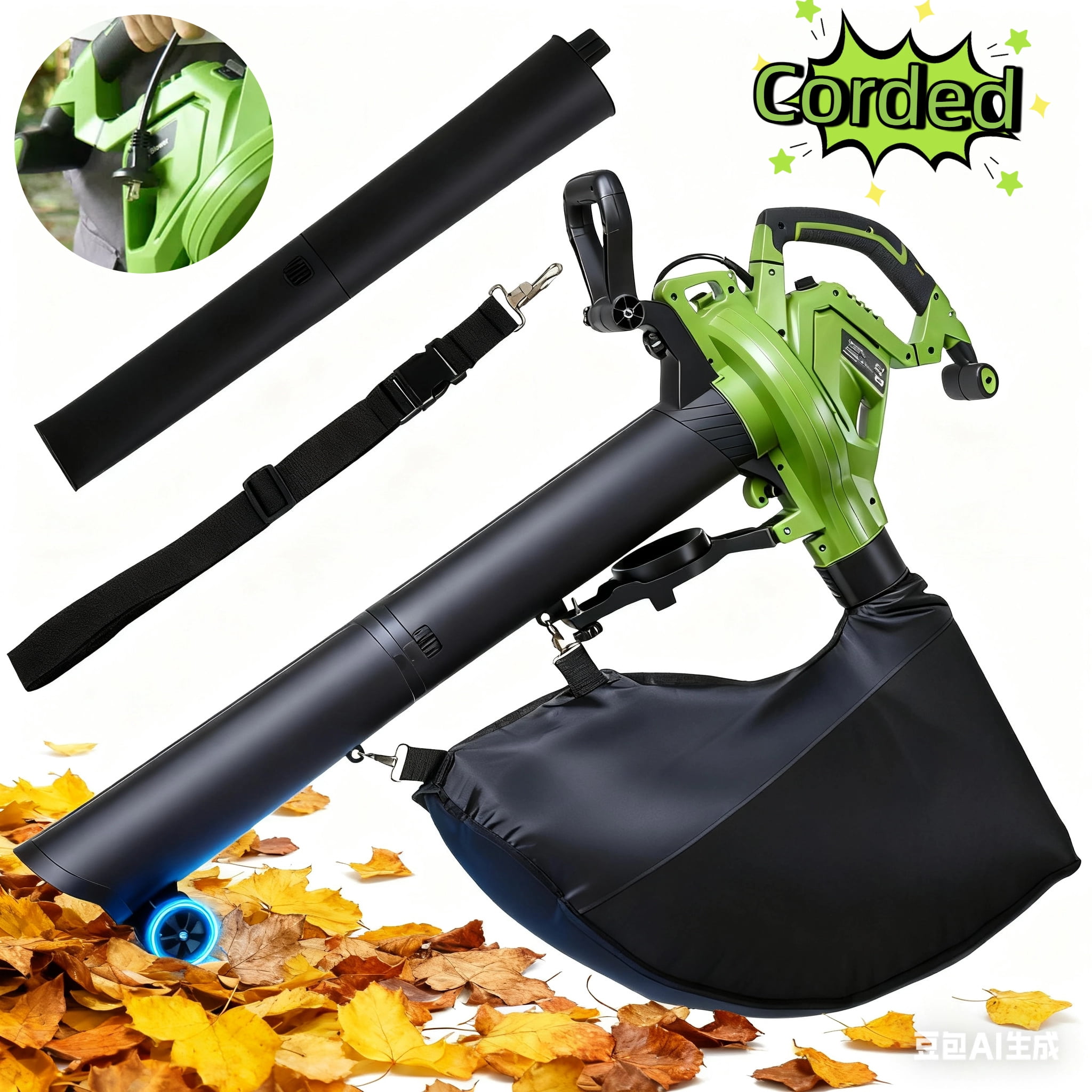 GASKY 120V 12Amp Corded 3 in 1 Leaf Blower/Vacuum/Mulcher, 495CFM ...