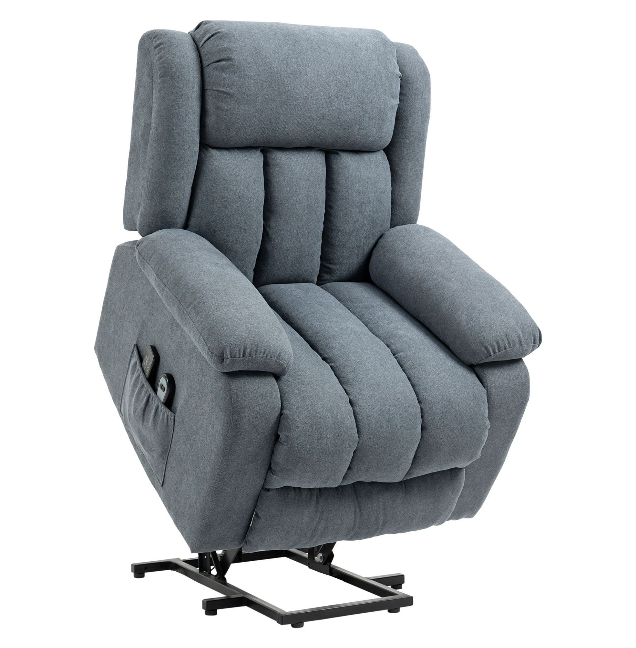 Electric Lift Recliner Chair with Massage - Big & Tall Grey Fabric ...