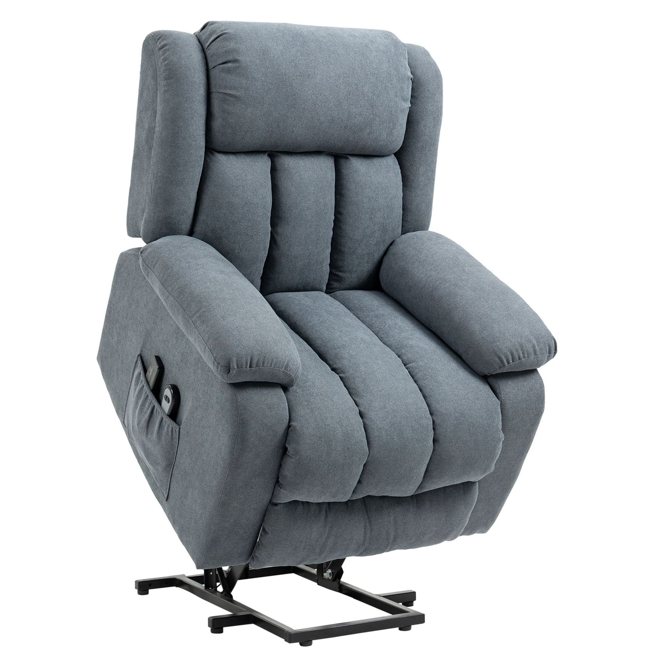 Electric Lift Recliner Chair with Massage - Grey Fabric, Big & Tall ...