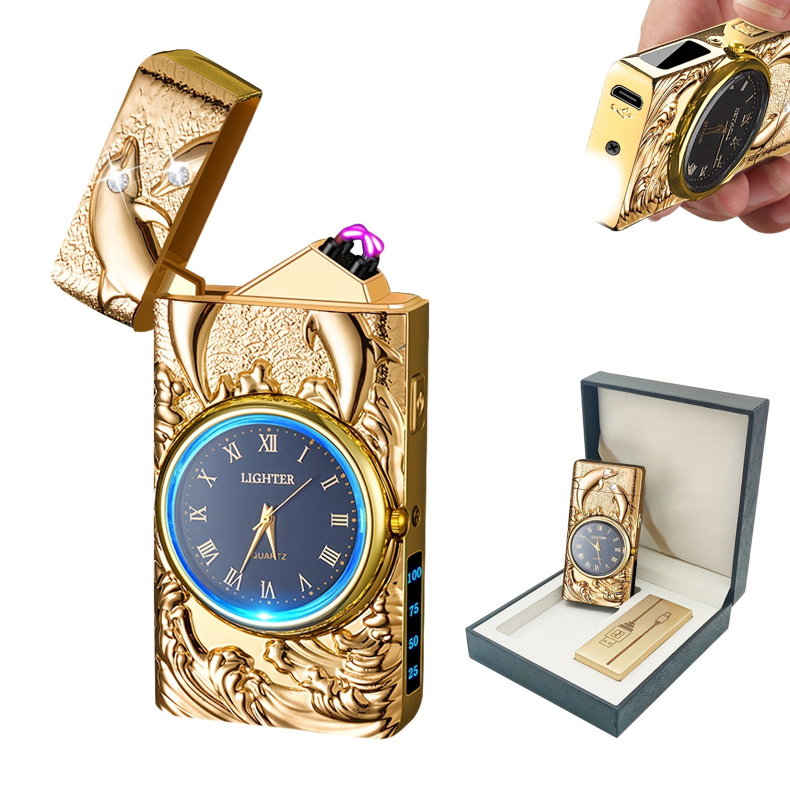 Electric Lighter, LED Power Display Touch Sensor Lighter, Plasma Dual ...