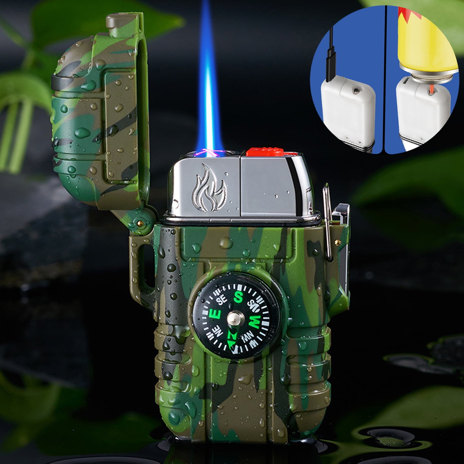 Wind Resistant Electric Lighter, 2-in-1 Refillable Butane Torch & USB ...