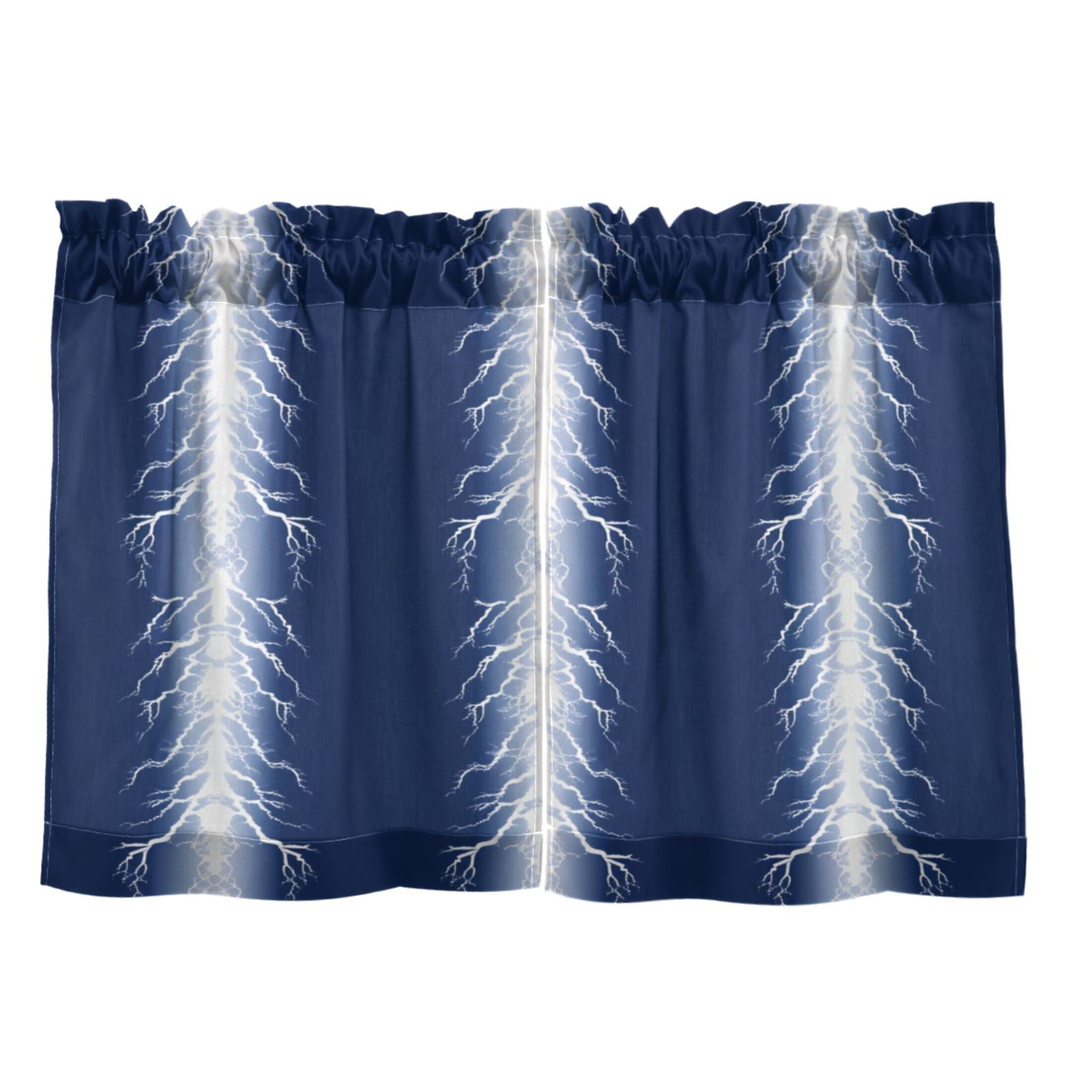 Electric Lightning Strikes 27"x24" Linen Look Cafe Curtain Set with Privacy and UV Protection ...
