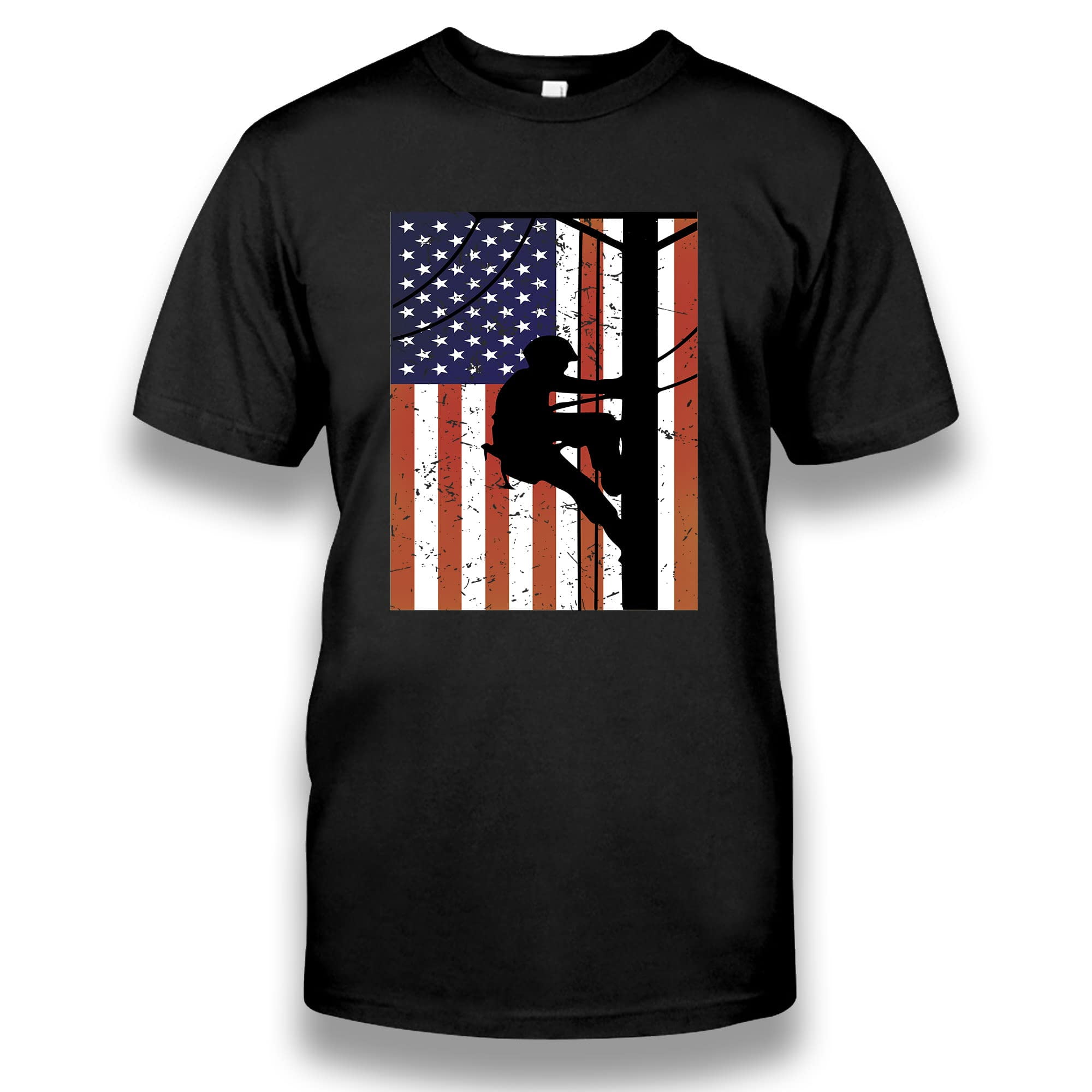 Electric Lineman T-Shirt Lineman American Flag Electric Cable Lineman T ...