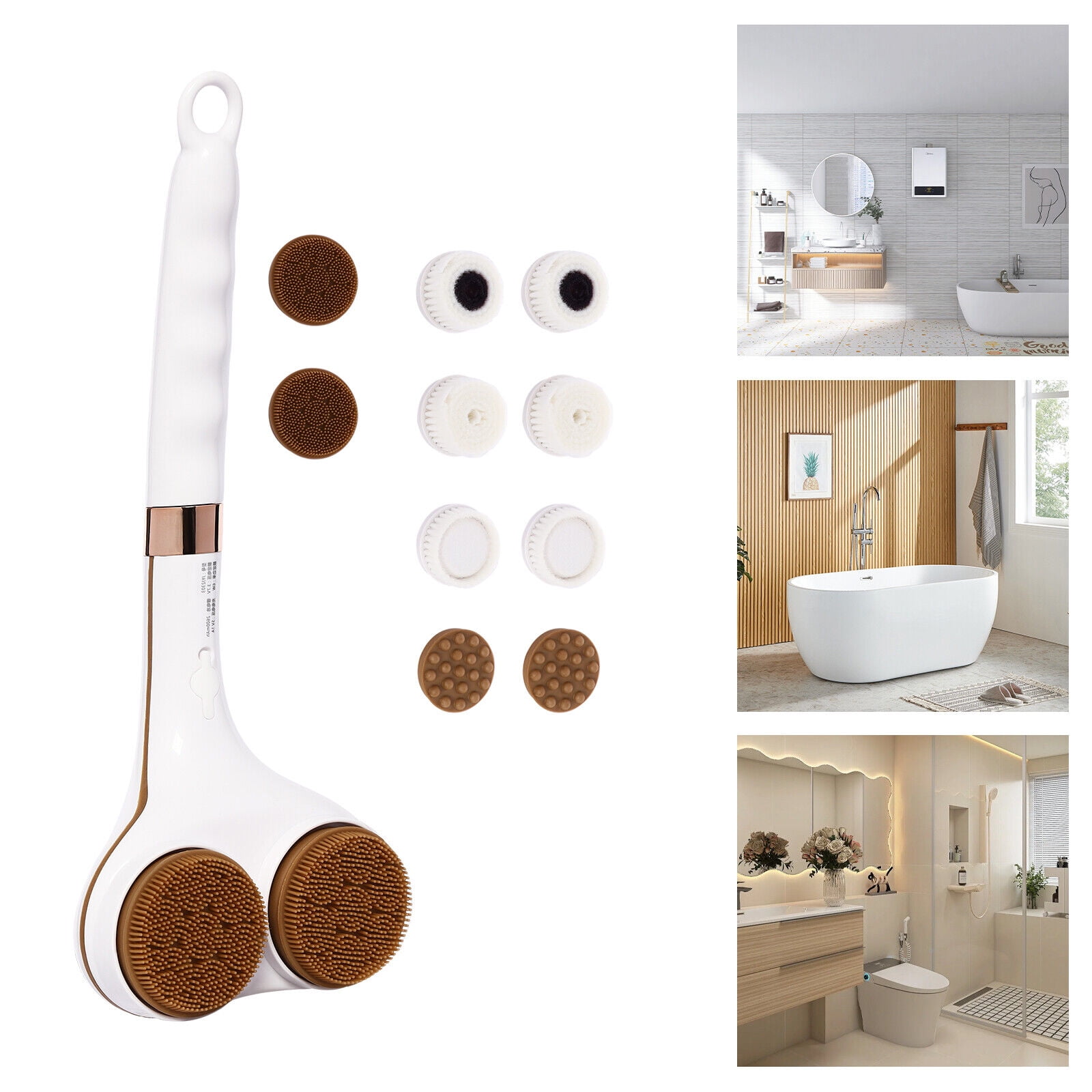 Double Head Electric Bath Brush Body Shower Brush Long Handle Back ...