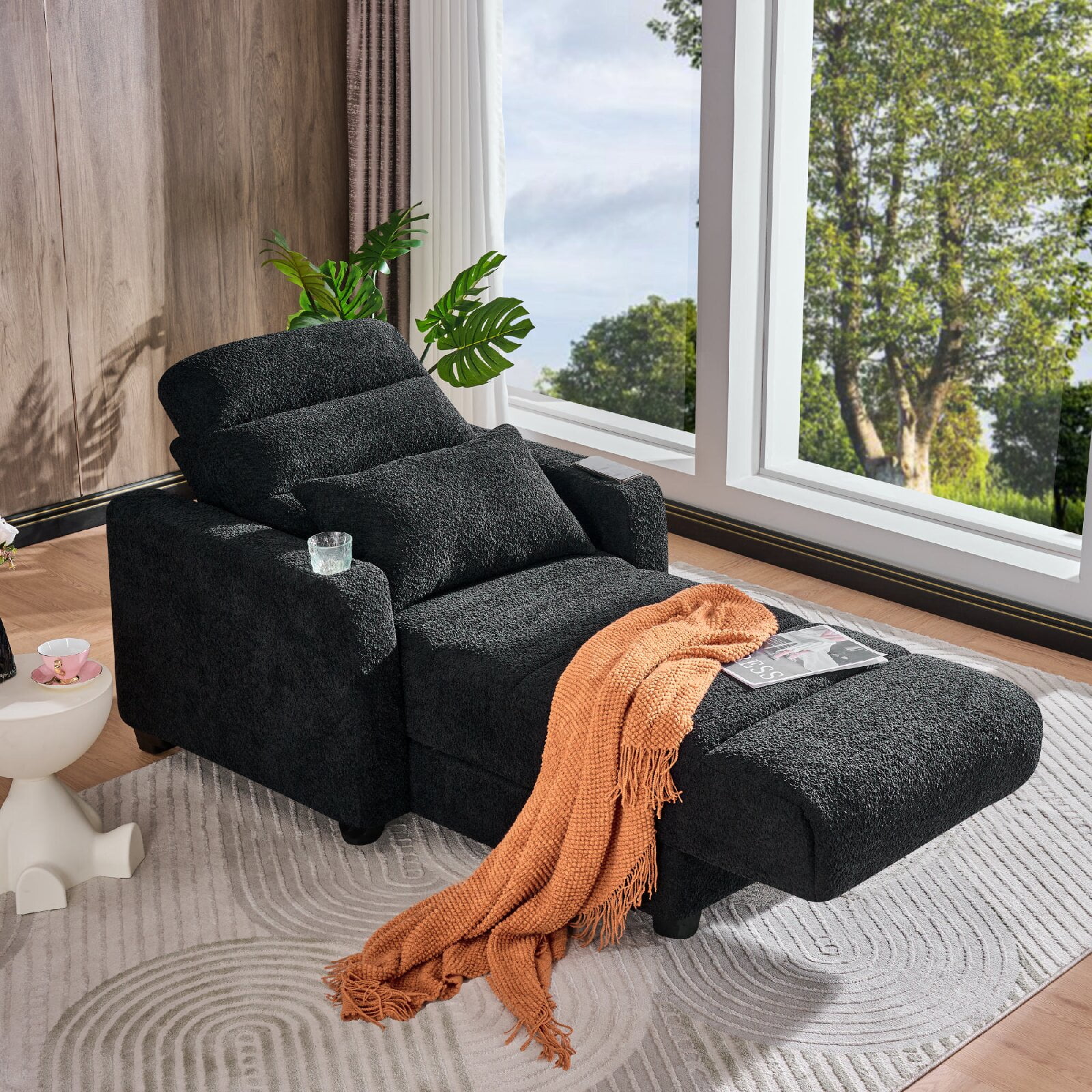 Electric Lounge Chair with Wireless Charging and Cup Holder, Adjustable ...