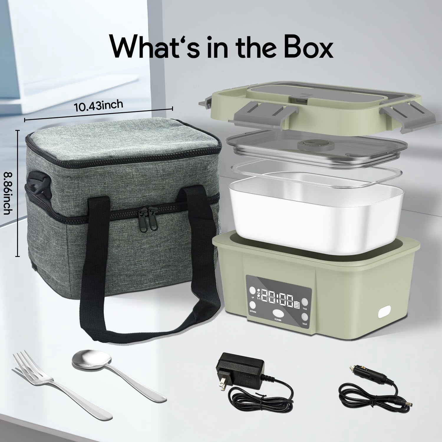 Electric Lunch Box, 6.75 Cup Automatic Food Warmer (212 ° F ...