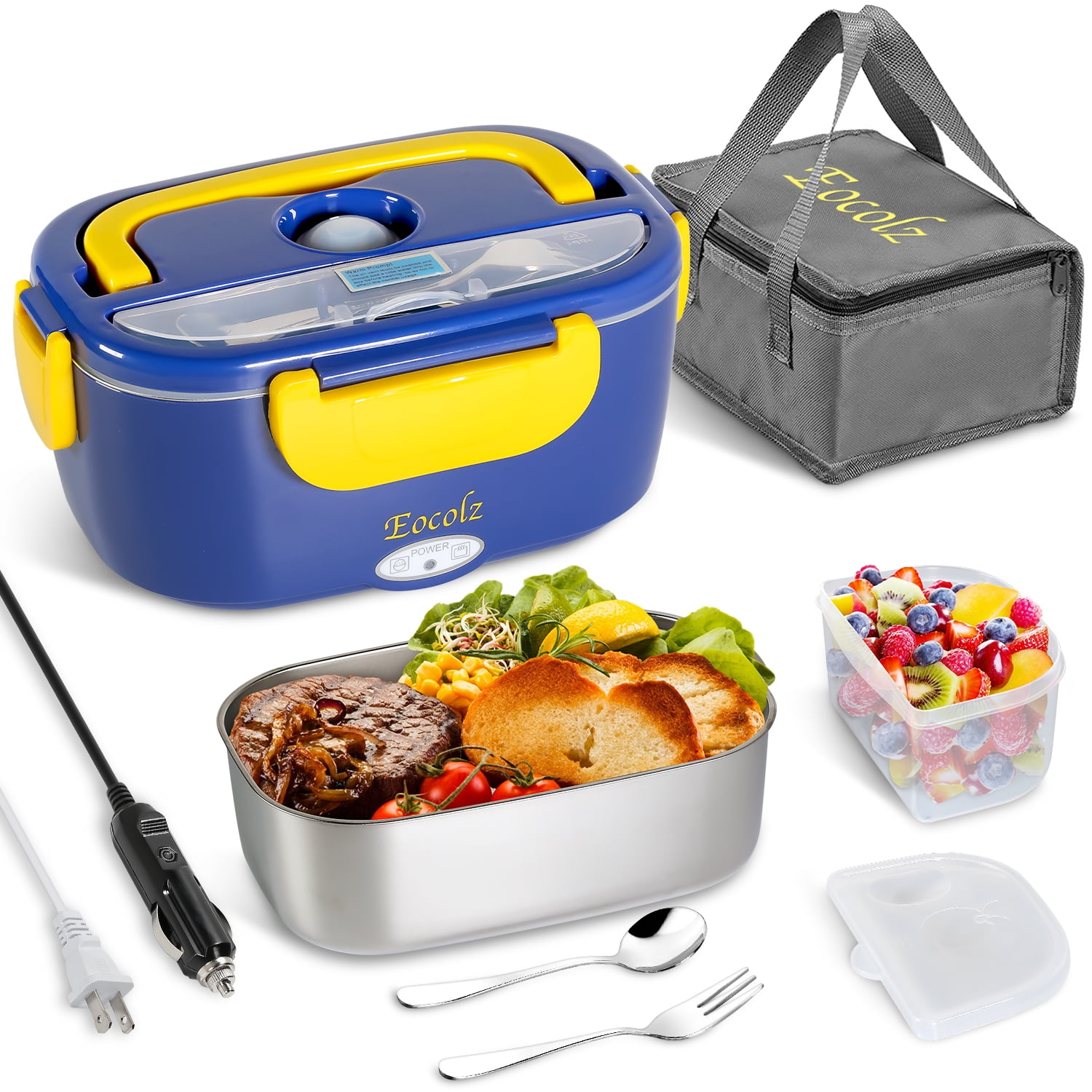 Eocolz 2-in-1 Electric Lunch Box, Portable Food Warmer for Car/Home, 1 ...