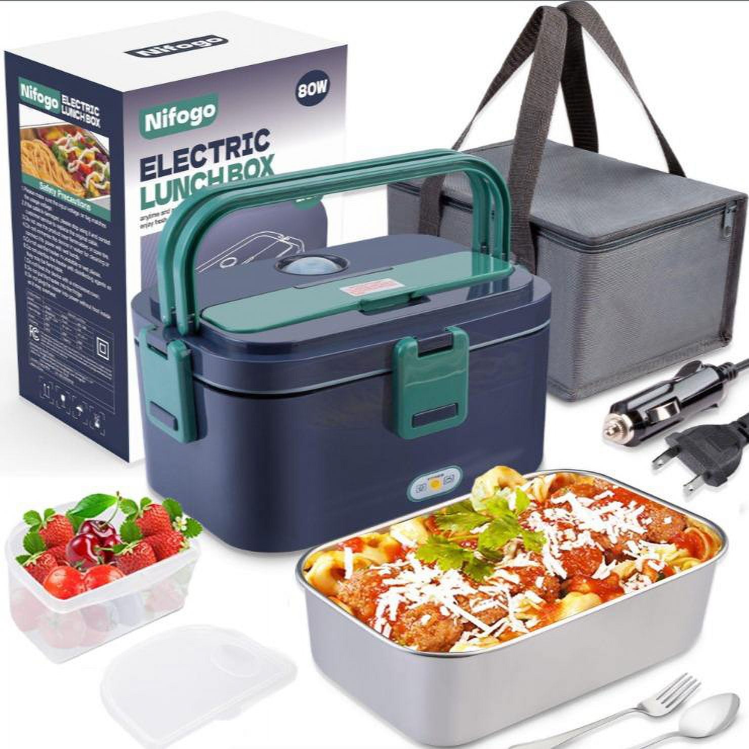 Electric Lunch Box, 80W 1,8L Food Heater with Tableware and Lunch Bag,Car & Home Portable Food ...