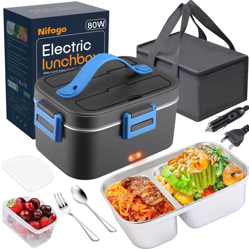 Electric Lunch Box, 80W 1,8L Food Heater with Tableware and Lunch Bag ...