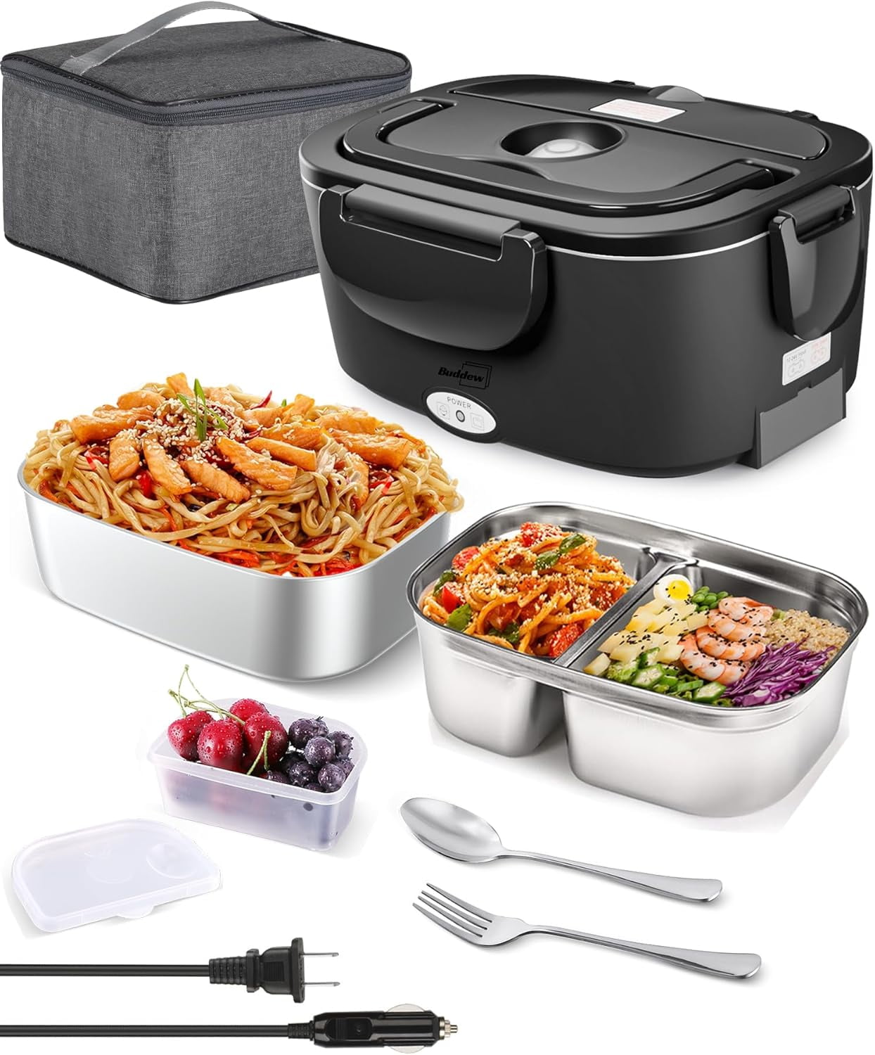 Electric Lunch Box 80W Food Heater with Dual Container, Portable Lunch ...