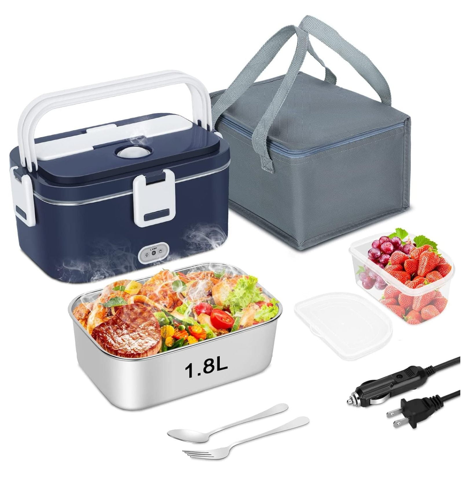 Electric Lunch Box 80W Food Warmer Heater 12V 24V 110V Heated Lunch ...