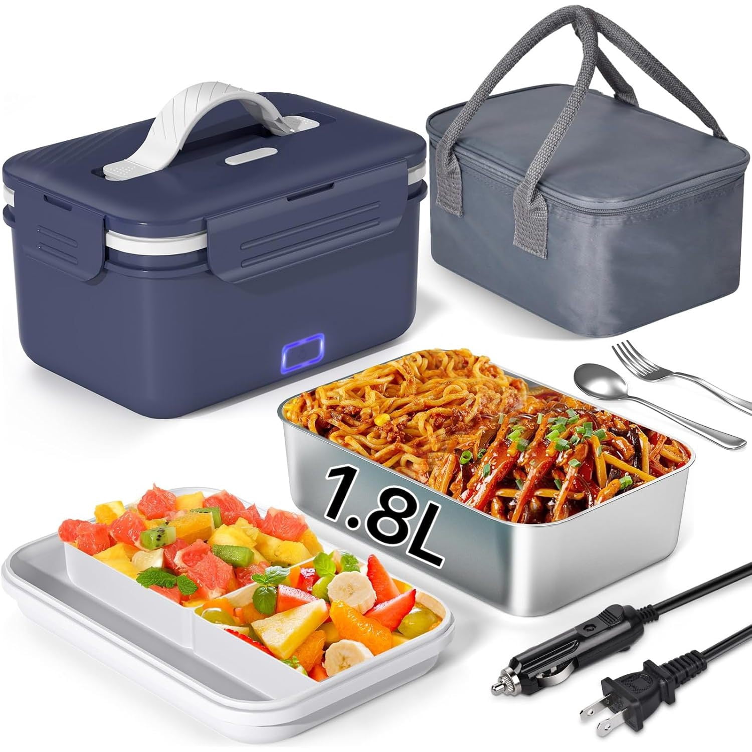 Electric Lunch Box for Adults, 1.8L/61oz Heated Lunch Box for Work/Car ...