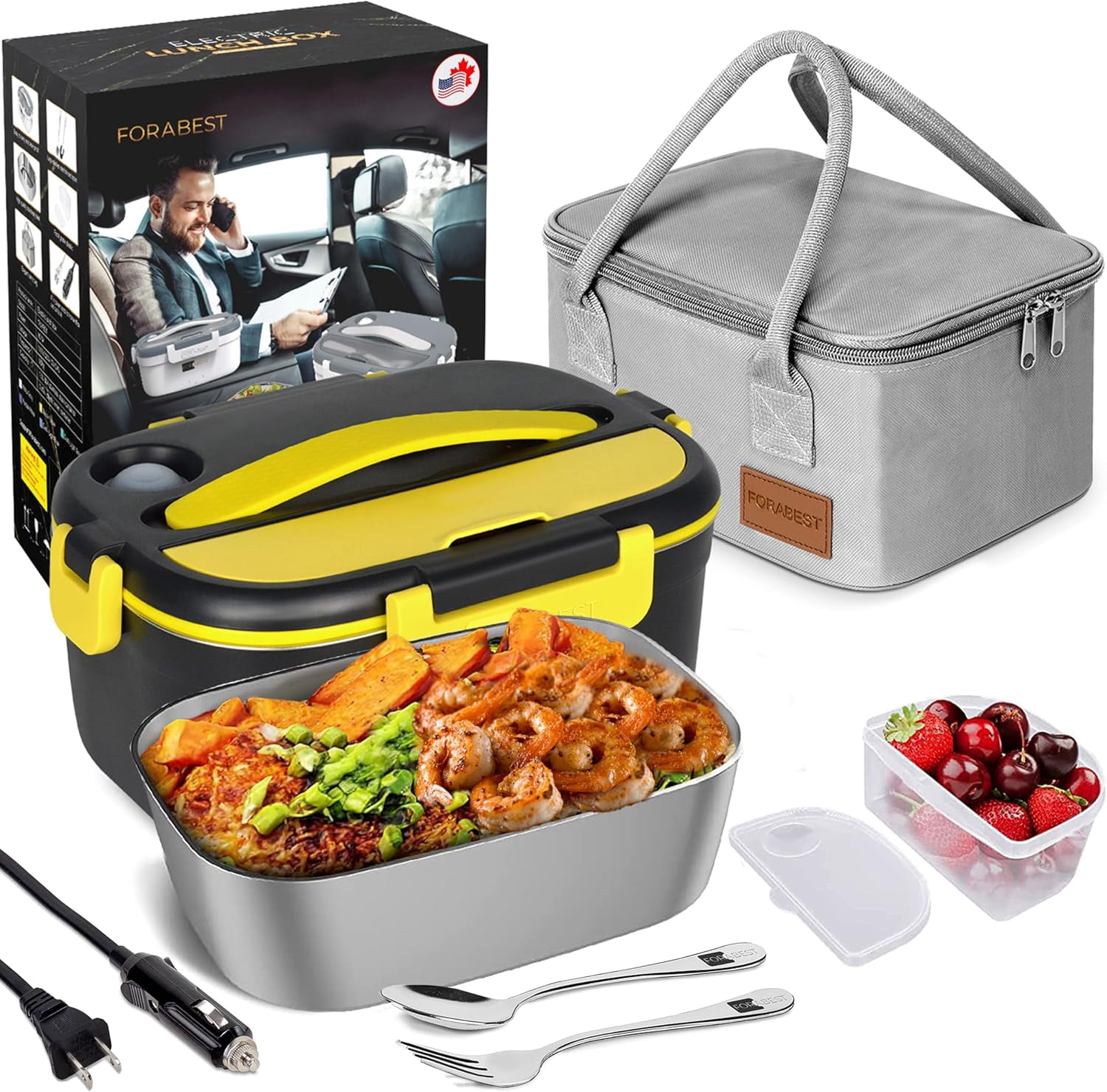 Electric Lunch Box for Adults, Upgraded Fast 80W Heated Lunch Box for ...