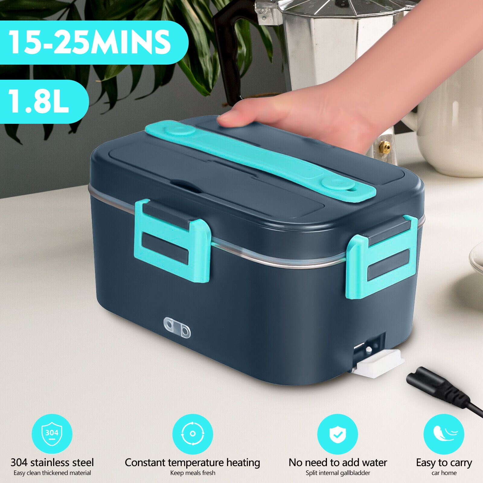 Electric Lunch Box Food Heater 3 in 1 Portable Warmer Leakproof Heated ...