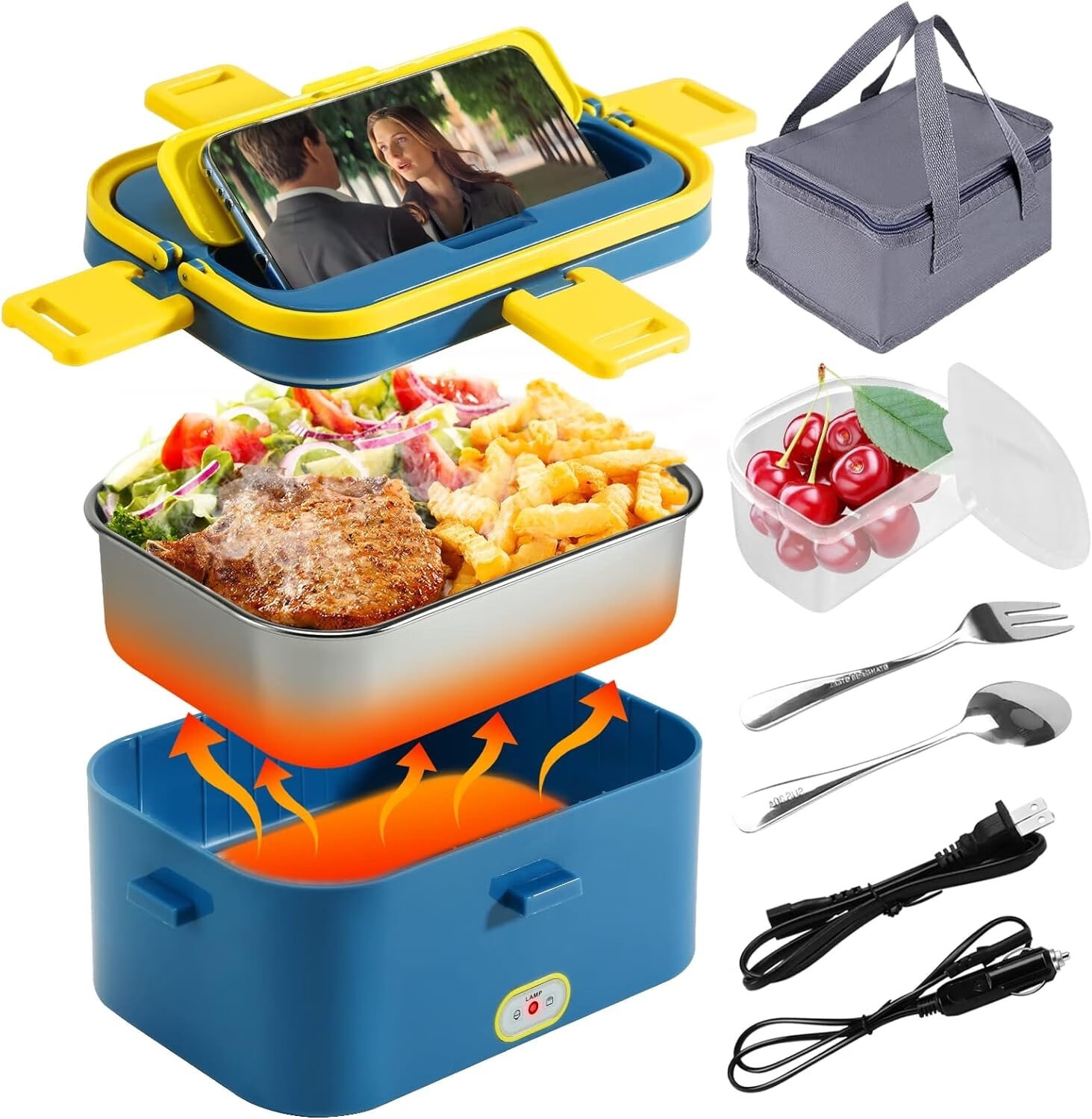 Electric Lunch Box Food Heater, 3 in 1 Ultra Quick Heated Lunch Boxes ...