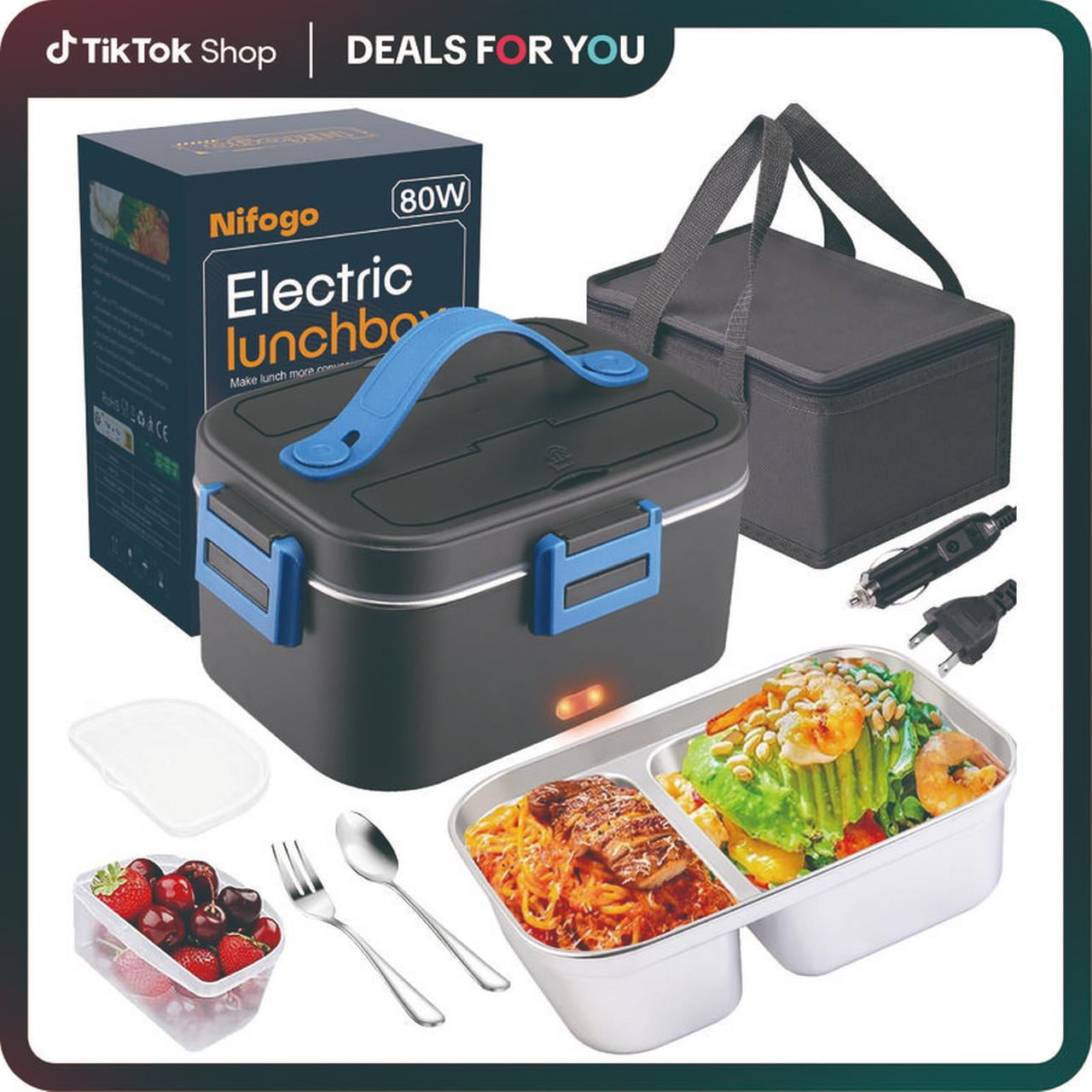 Electric Lunch Box Food Heater for Adults - 12V/24V/110V Portable 1.8L Food Warmer, Removable ...