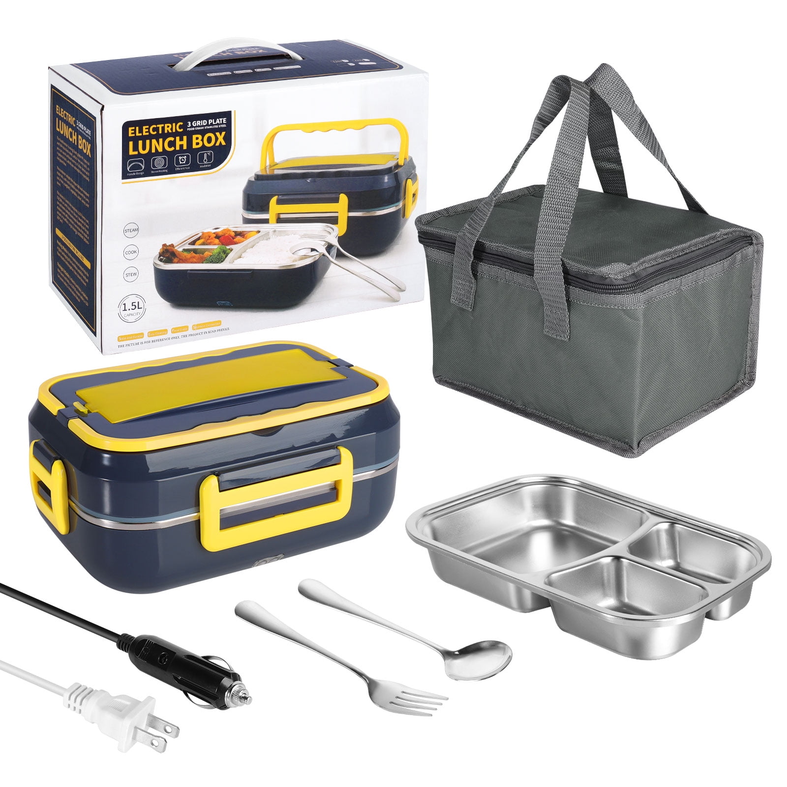 Electric Lunch Box Food Heater, Portable 3 in 1 12V 24V 110V Leakproof ...