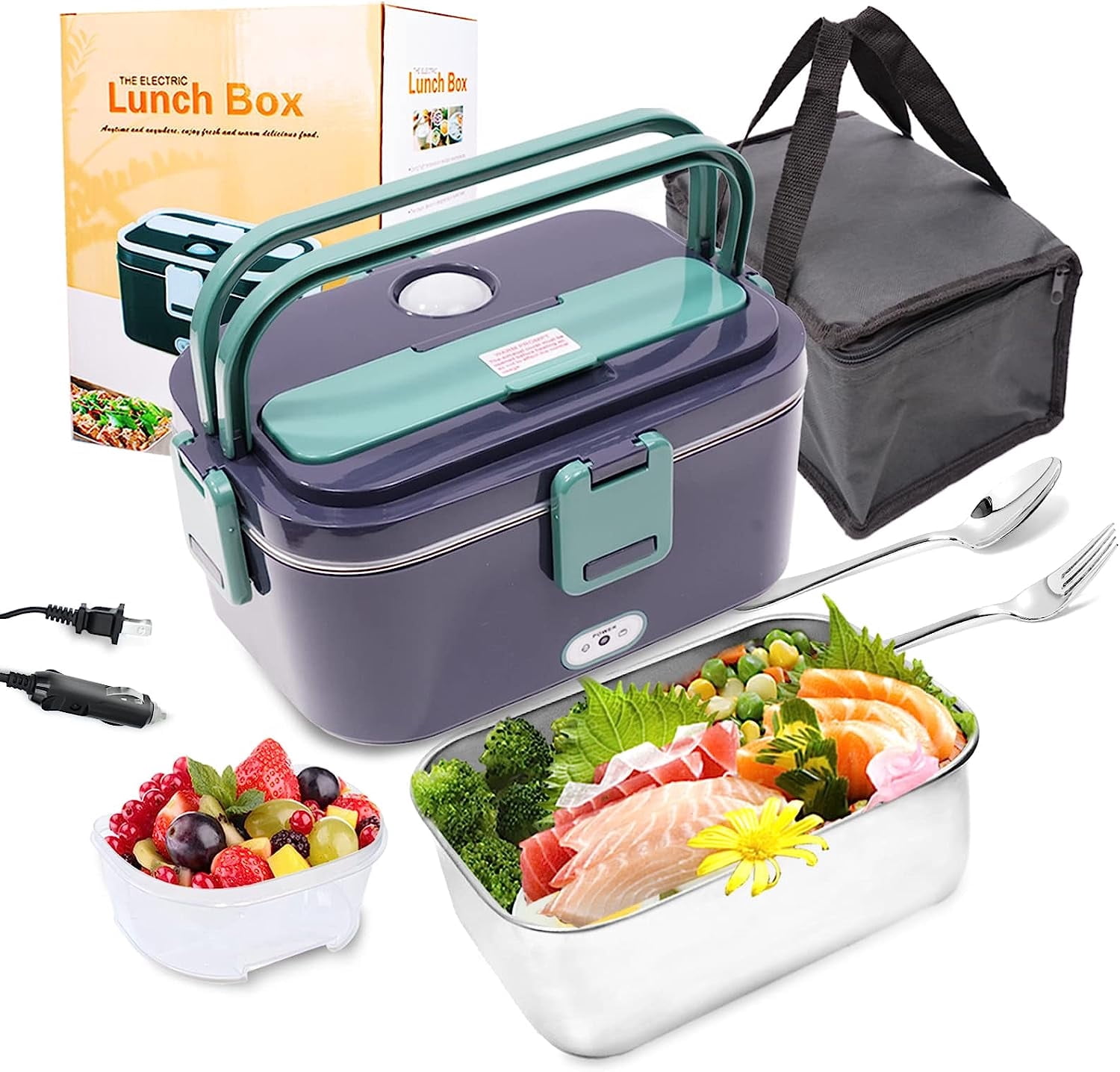 Beiled Electric Lunch Box, 3-in-1 Portable Food Warmer, 1.8L, 80W ...