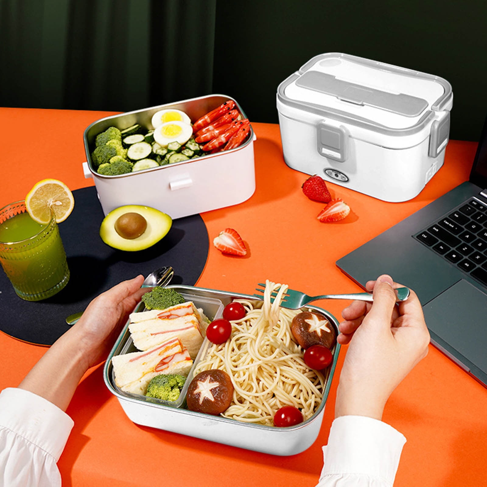 Electric Lunch Box Food Warmer: 100W Heated Lunch Box for Adults, 1.8L ...