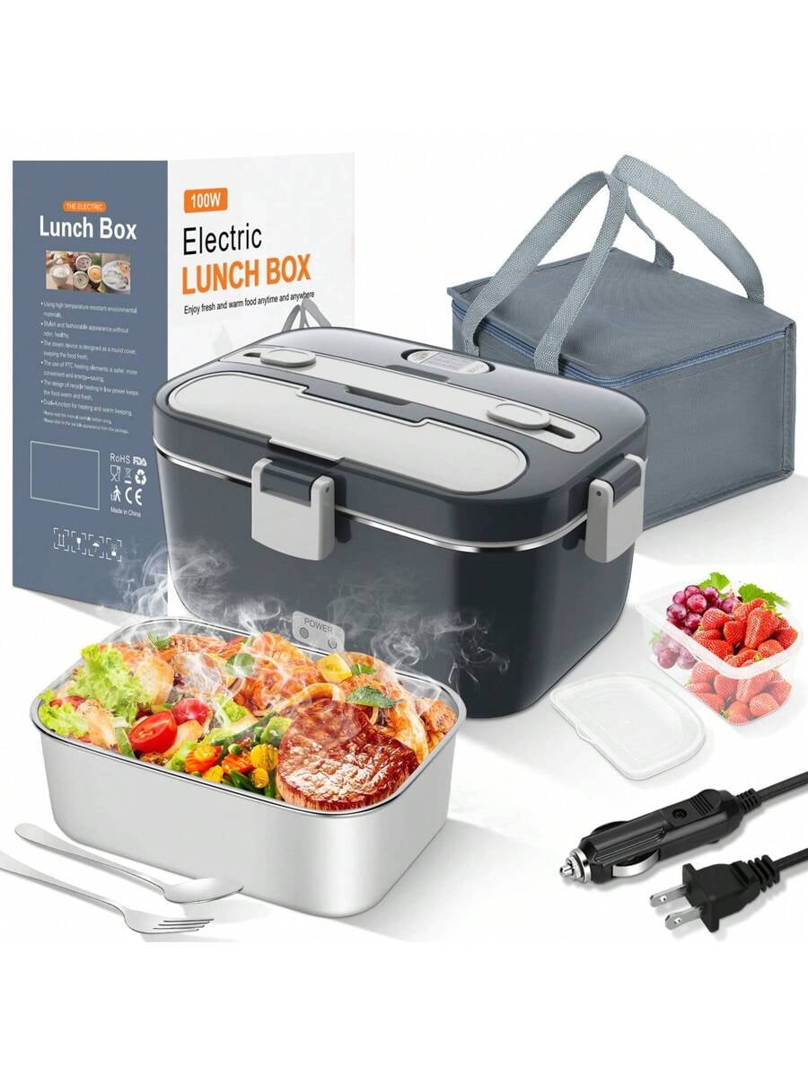 Electric Lunch Box Food Warmer, 100W Stainless Steel Electric Heating ...