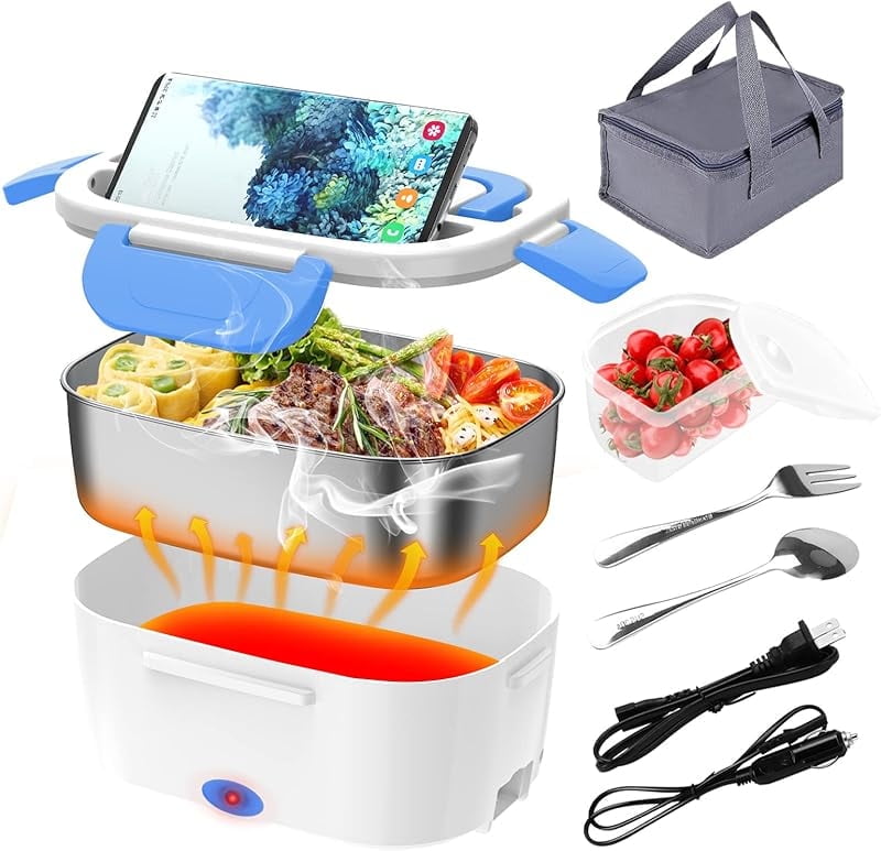 Electric Lunch Box, Food Warmer Heater 12V 24V 110V, 80W Faster Heated ...