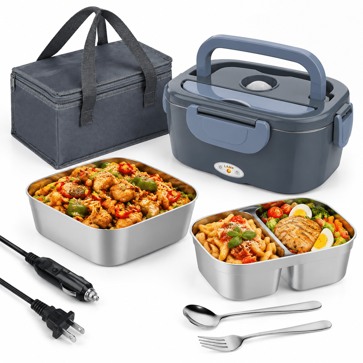 Electric Lunch Box For Adults 1.5l Heated Men 2 Ss Containers - Walmart.com