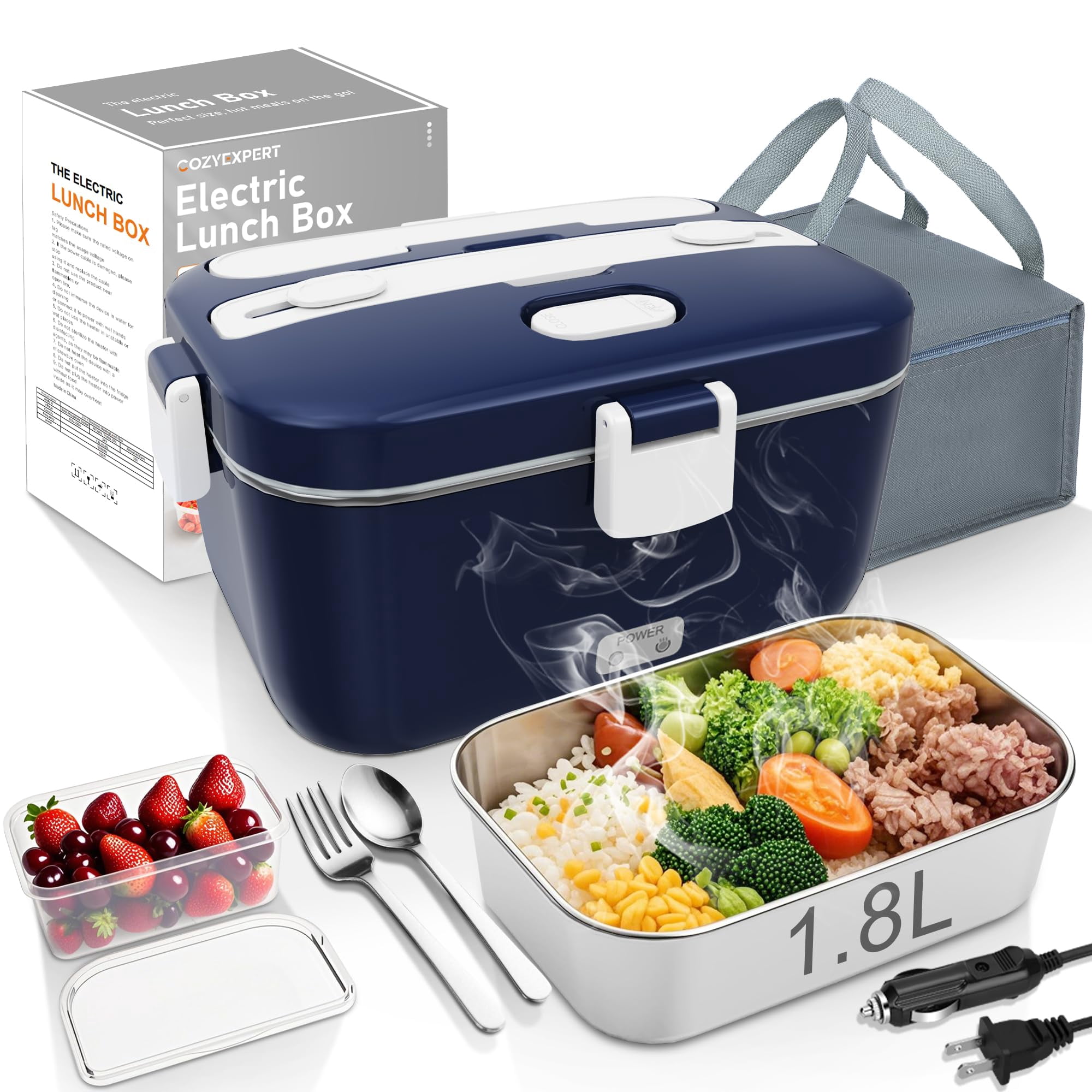 Electric-Lunch-Box-Heated-Food-Warmer 100W Heating Box 1.8L Portable ...