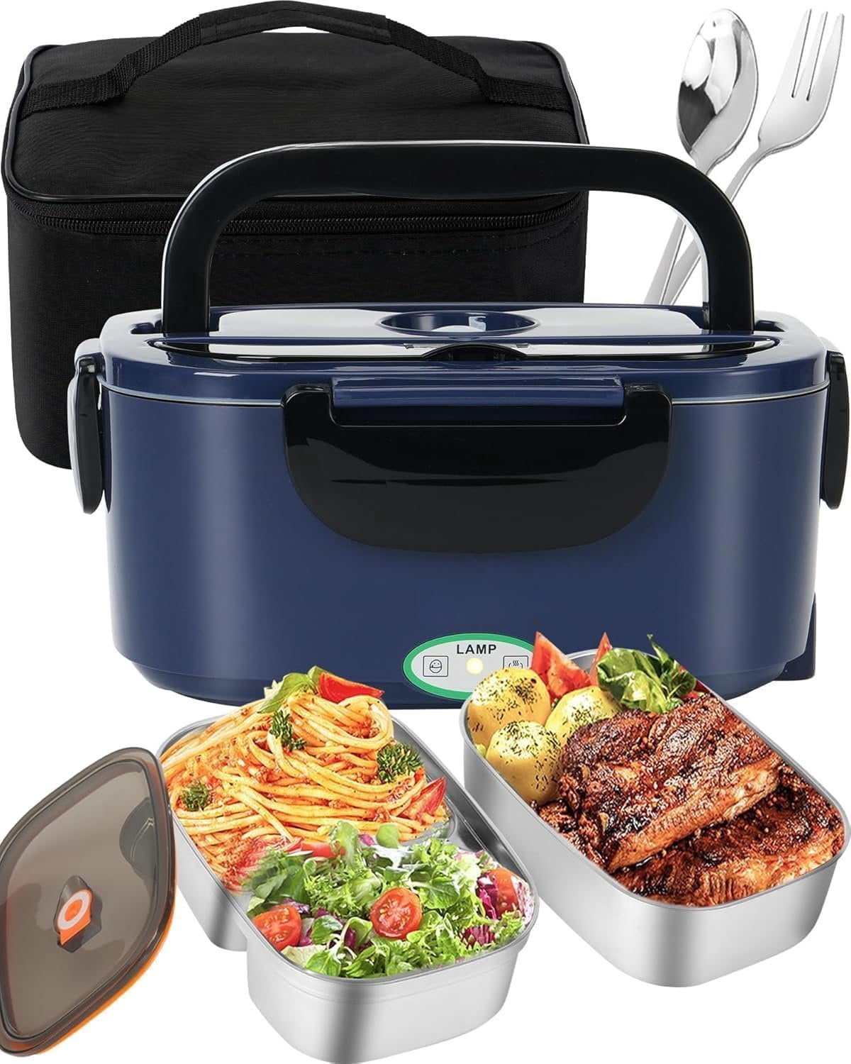 Electric Lunch Box Heater 80-100W, Warmer with Dual Container 1.5L ...