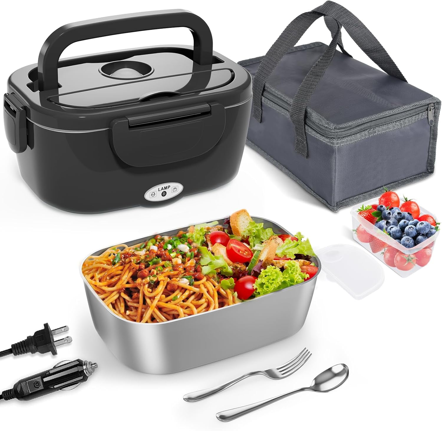 Electric Lunch Box Heater - Leakproof Portable Warmer heated lunch box ...
