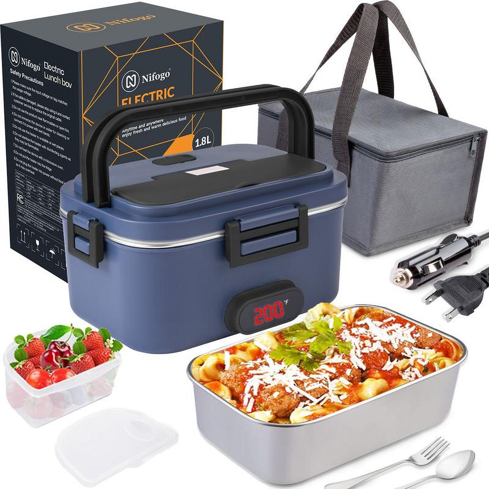 Electric Lunch Box, Portable Food Heater with Tableware & Dish Cloth ...