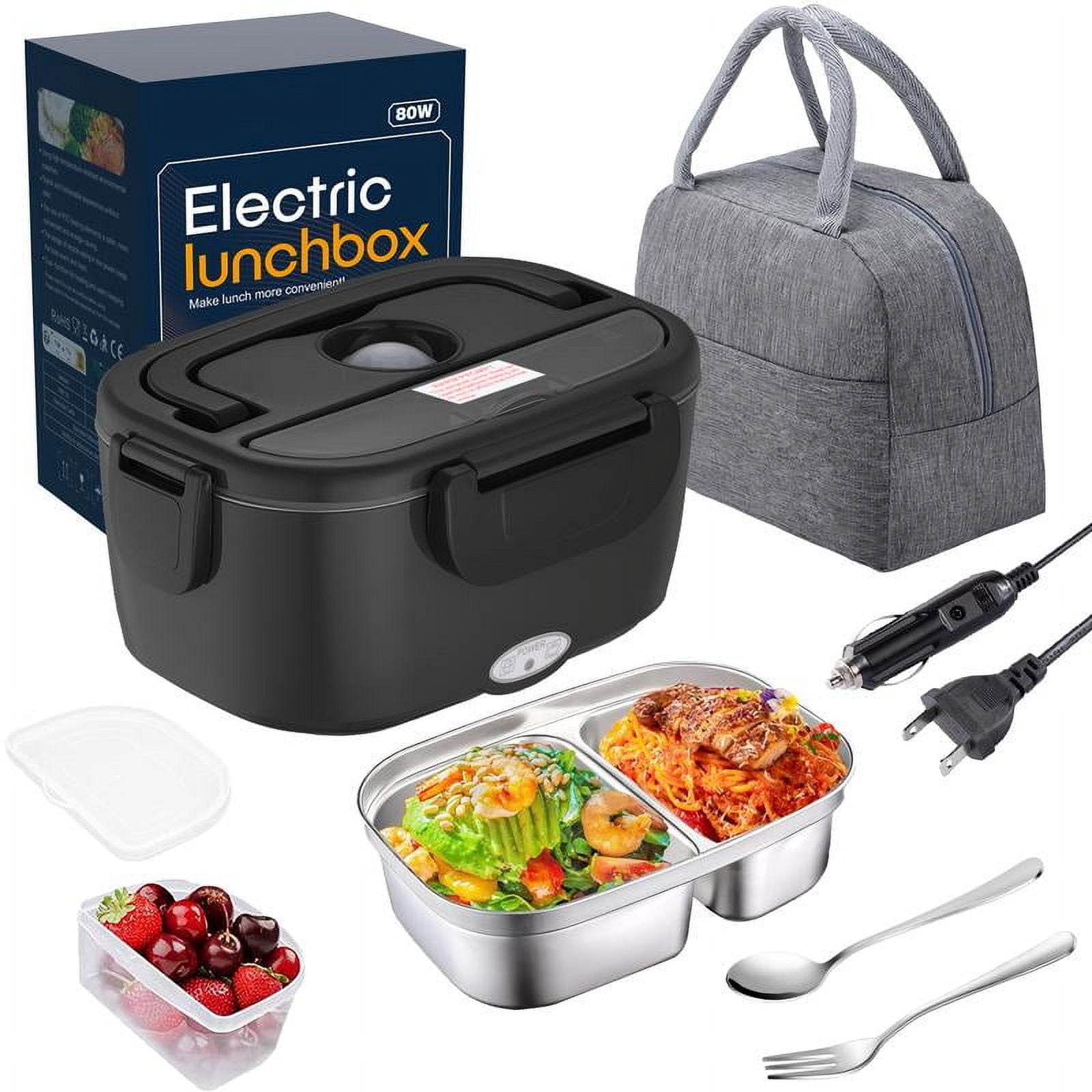 Electric Lunch Box, Portable Food Heater with Tableware & Dish Cloth ...