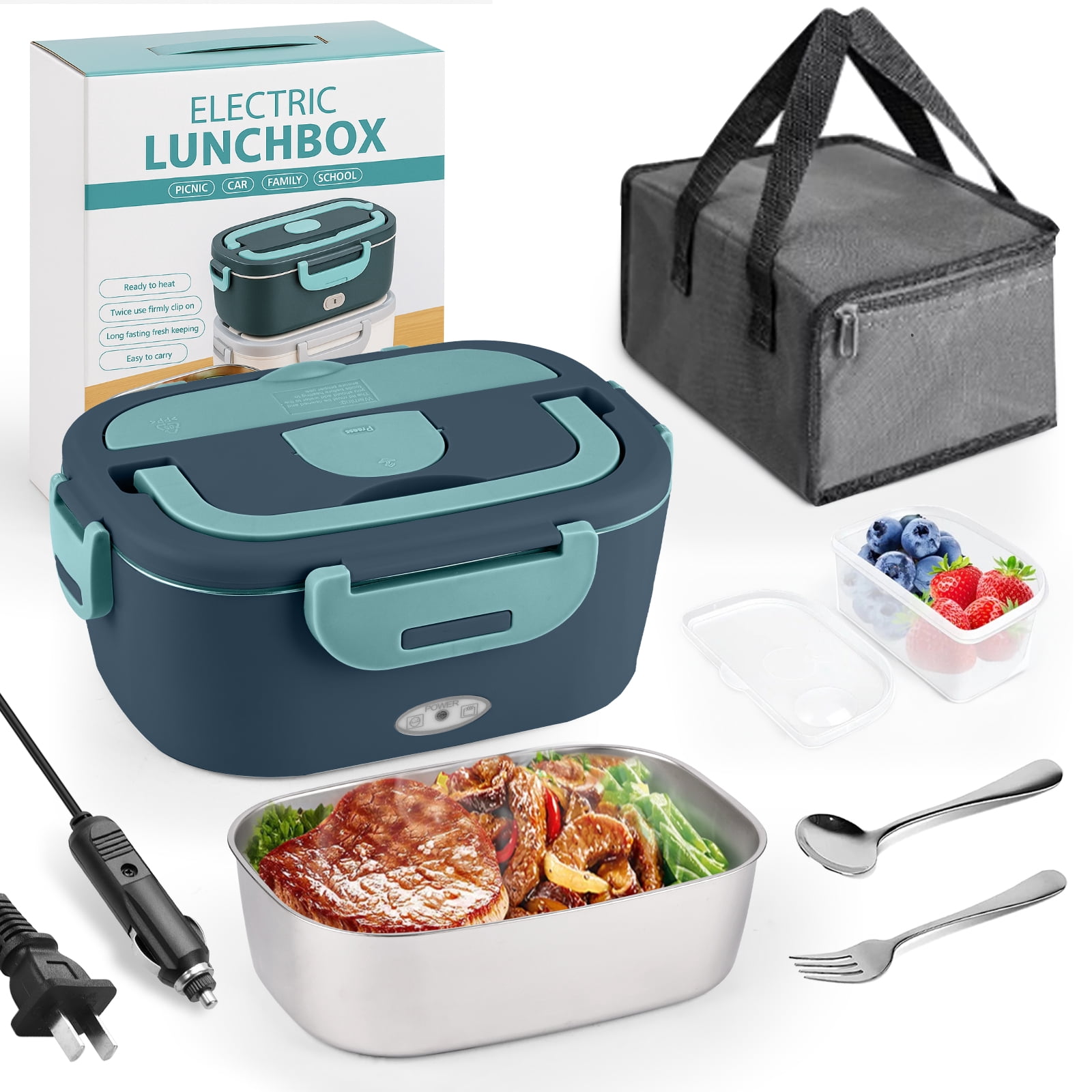 Electric Lunch Box, Portable Food Warmer for Car and Home, 60W 1.5L ...