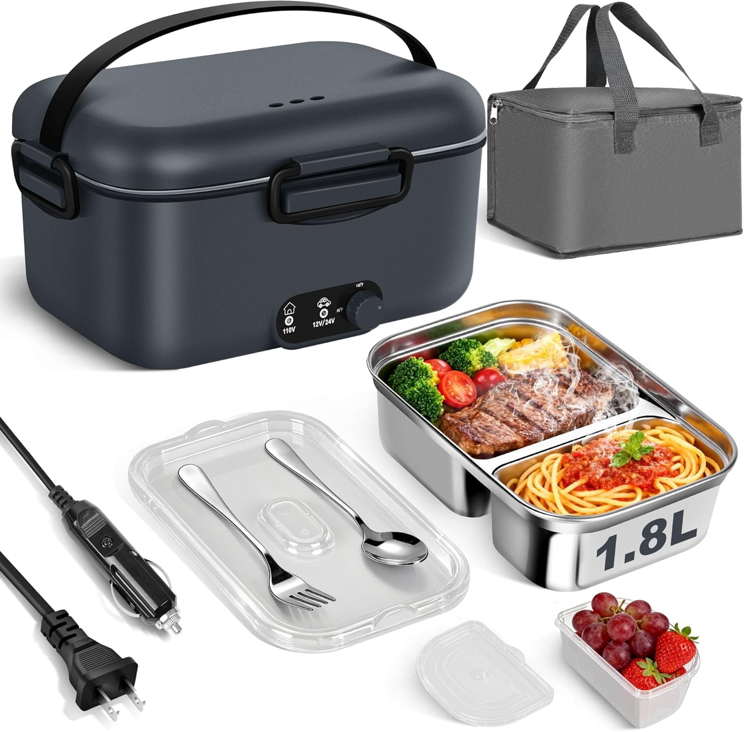 Electric Lunch Box Warmer 1.8L - 100W Mechanical Temperature Control ...