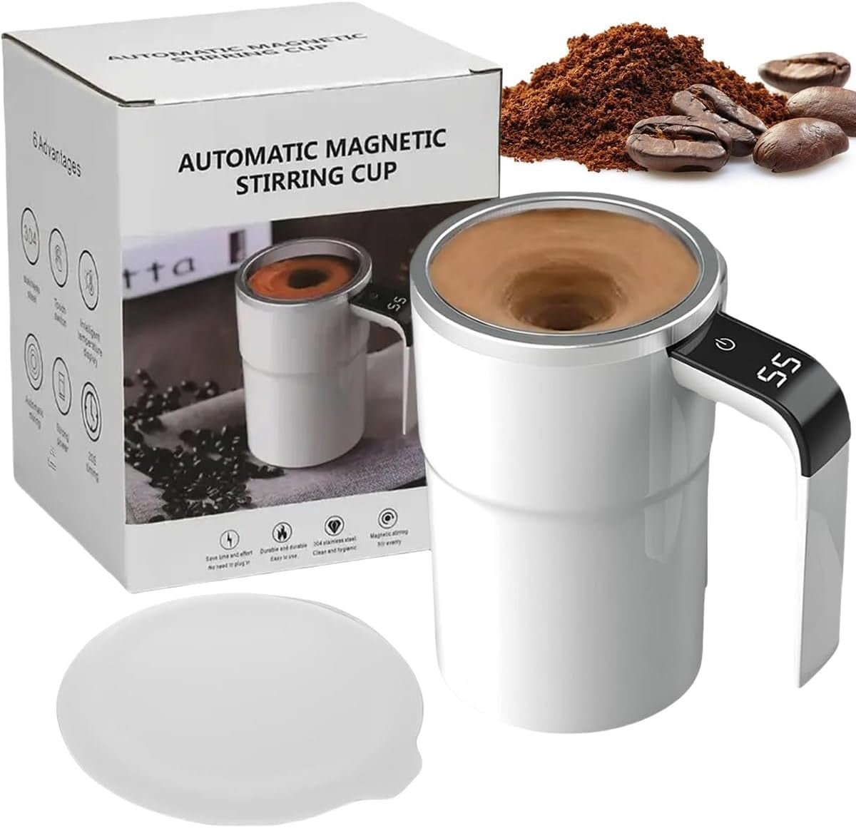 Electric Magnetic Self Stirring Coffee Mug with Lid,Automatic Magnetic ...