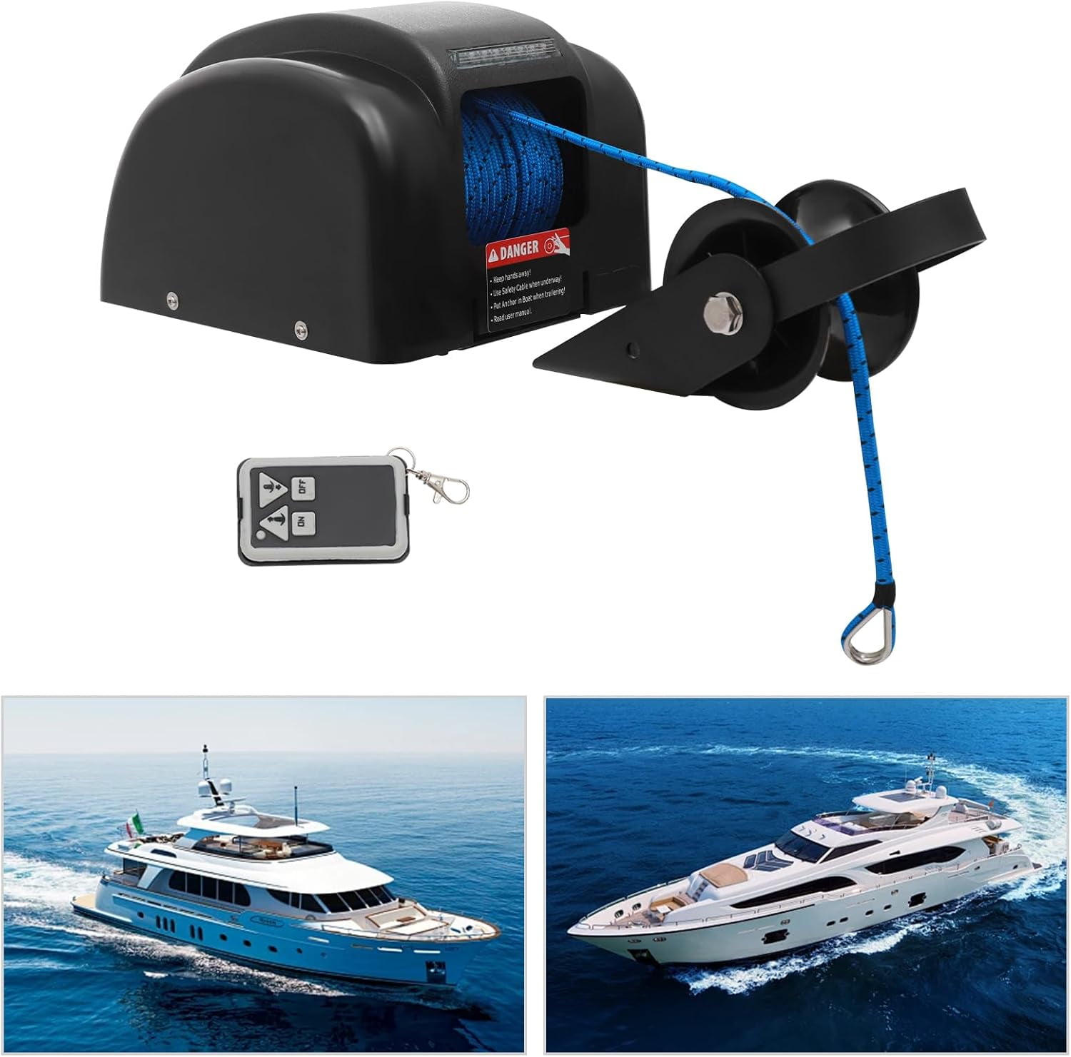 Electric Marine Anchor Winch, 45 LBS Heavy Duty Boat Winch, 12V ...