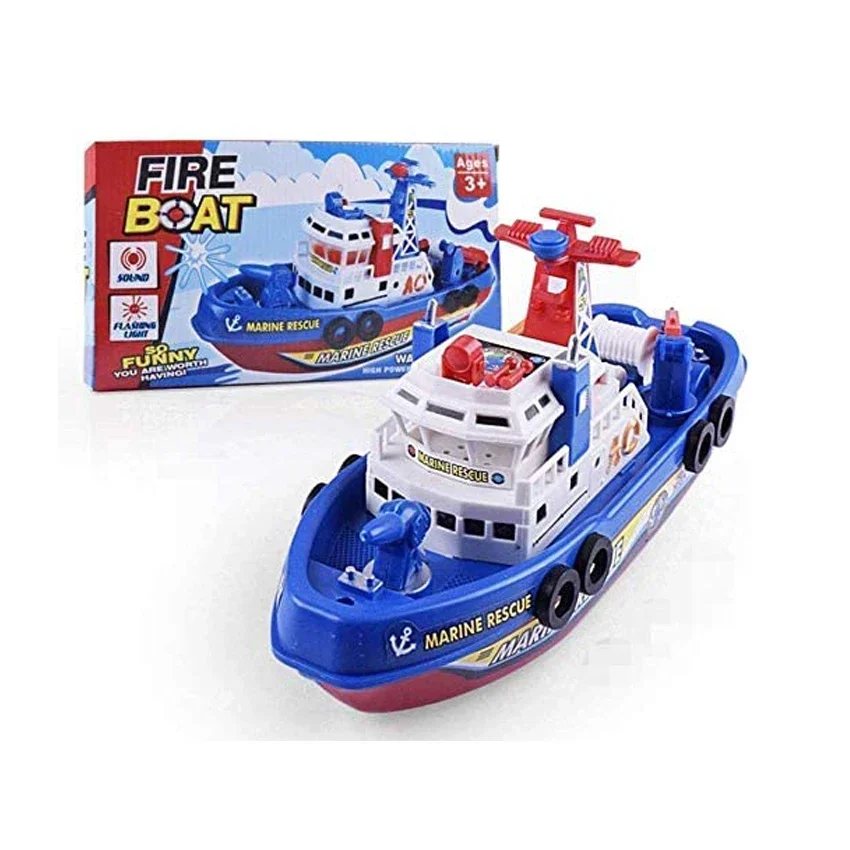 Electric Marine Rescue Fire Fighting Boat Model Fireboat with LED Light ...