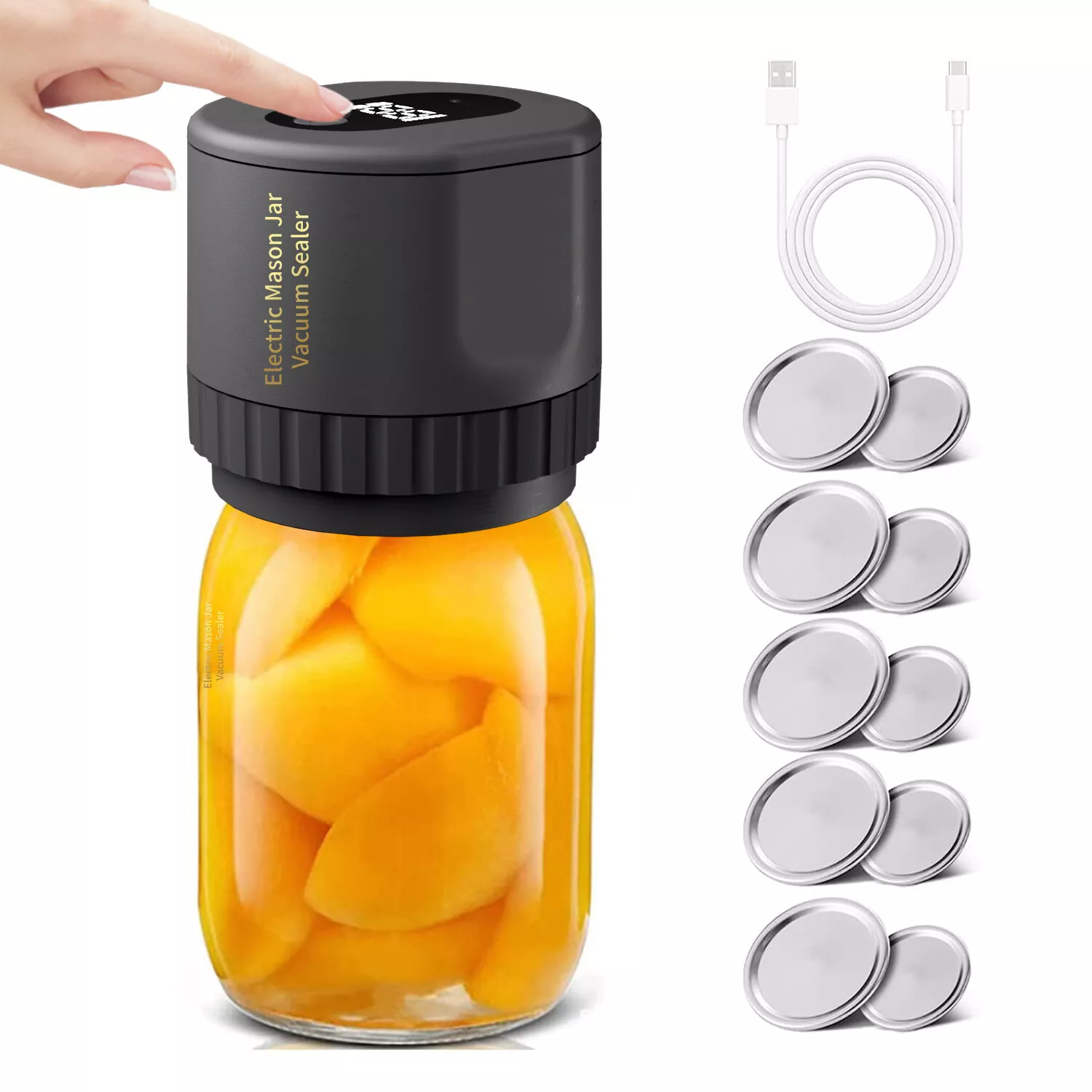 Electric Mason Jar Sealer Vacuum Kit(with Opener&10pcs Lids) - Mason ...