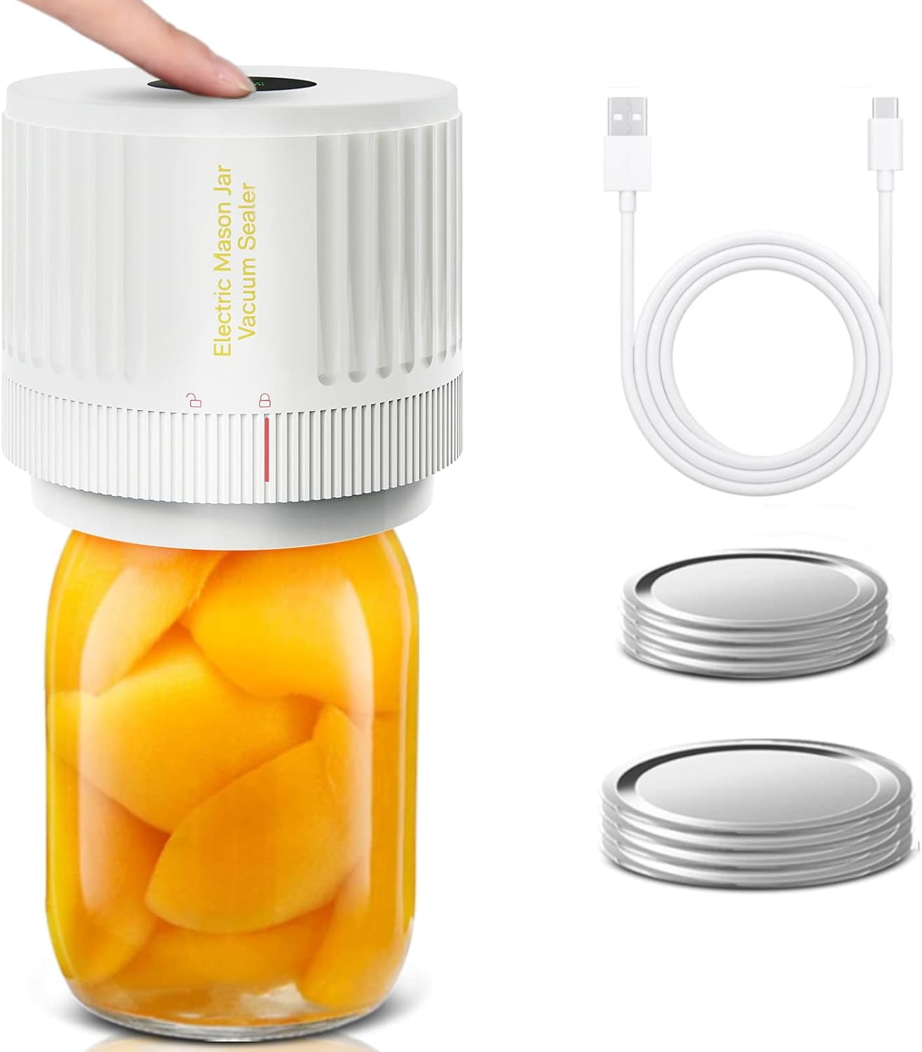 Electric Mason Jar Vacuum Sealer, Cordless Vacuum Sealer Kit for Wide ...