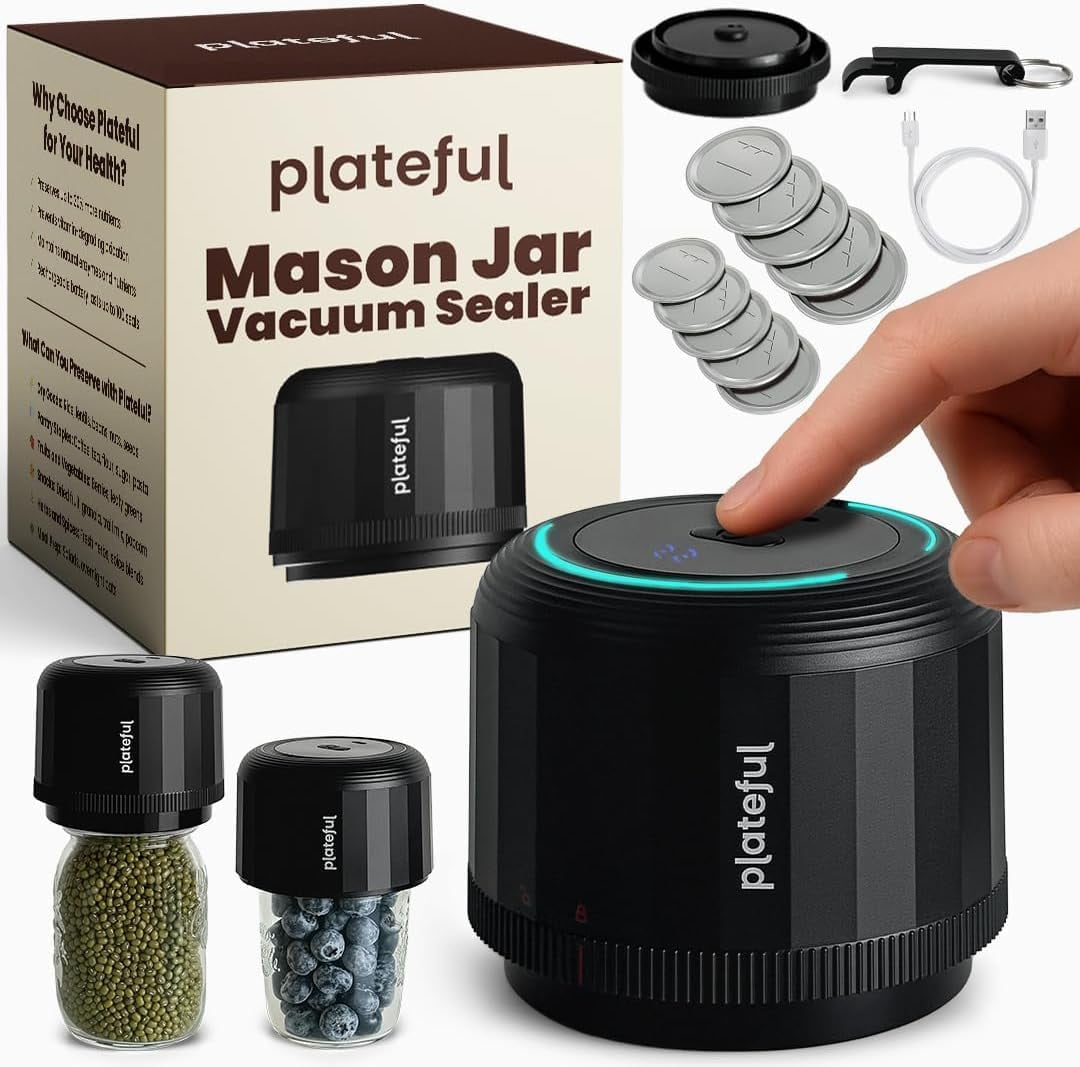 Electric Mason Jar Vacuum Sealer Kit (Lids Included) For Wide Mouth And ...