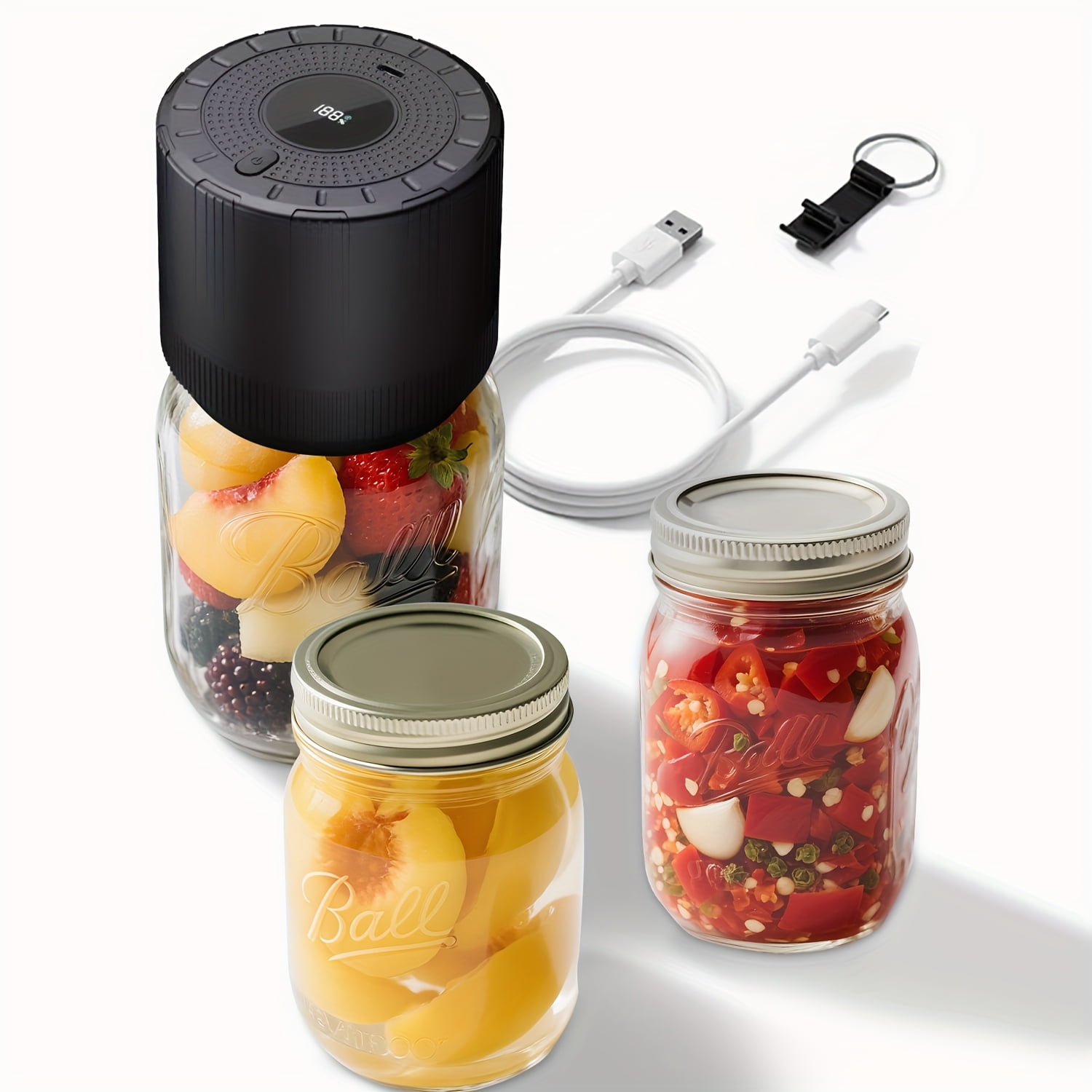 Electric Mason Jar Vacuum Sealer Kit , for Wide Mouth and Regular Mouth ...