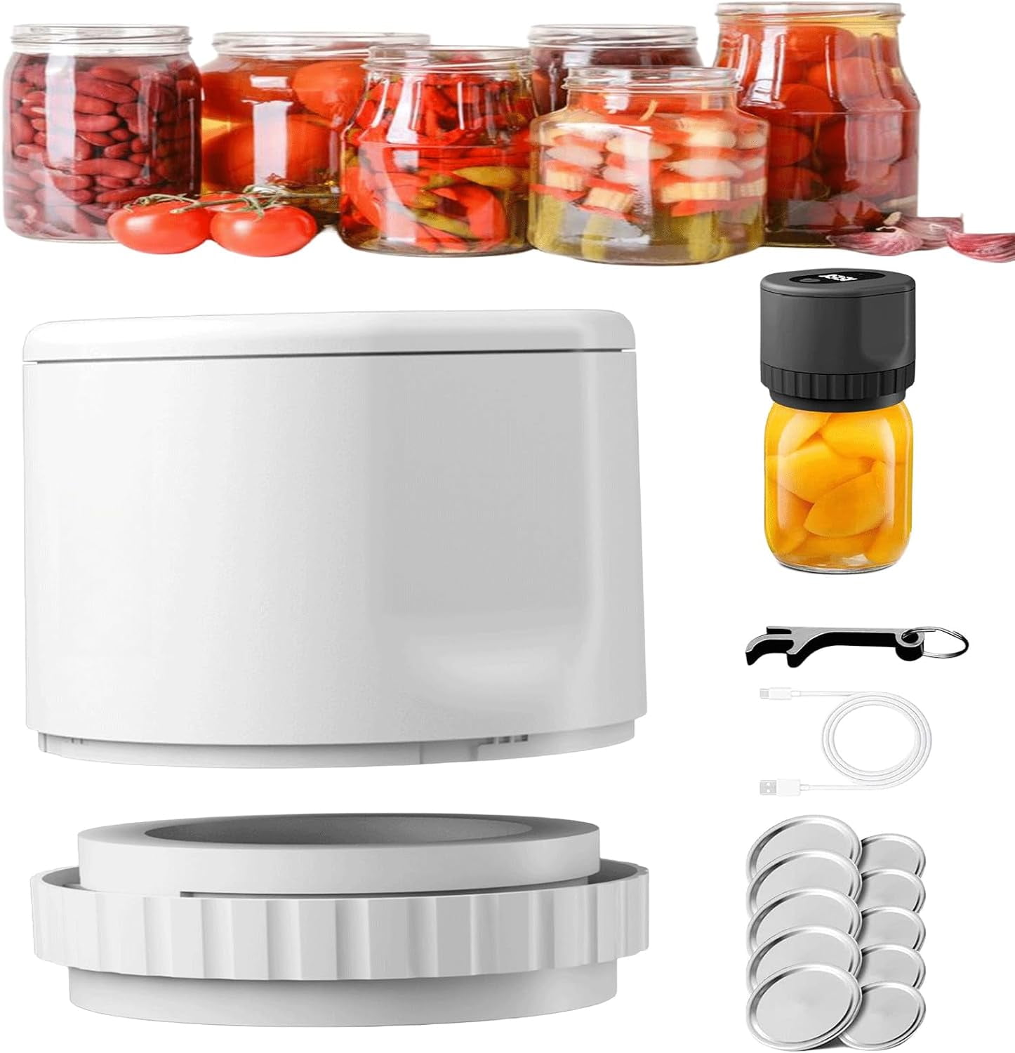 Electric Mason Jar Vacuum Sealer,Mason Genie Vacuum Sealer Kit,Food ...