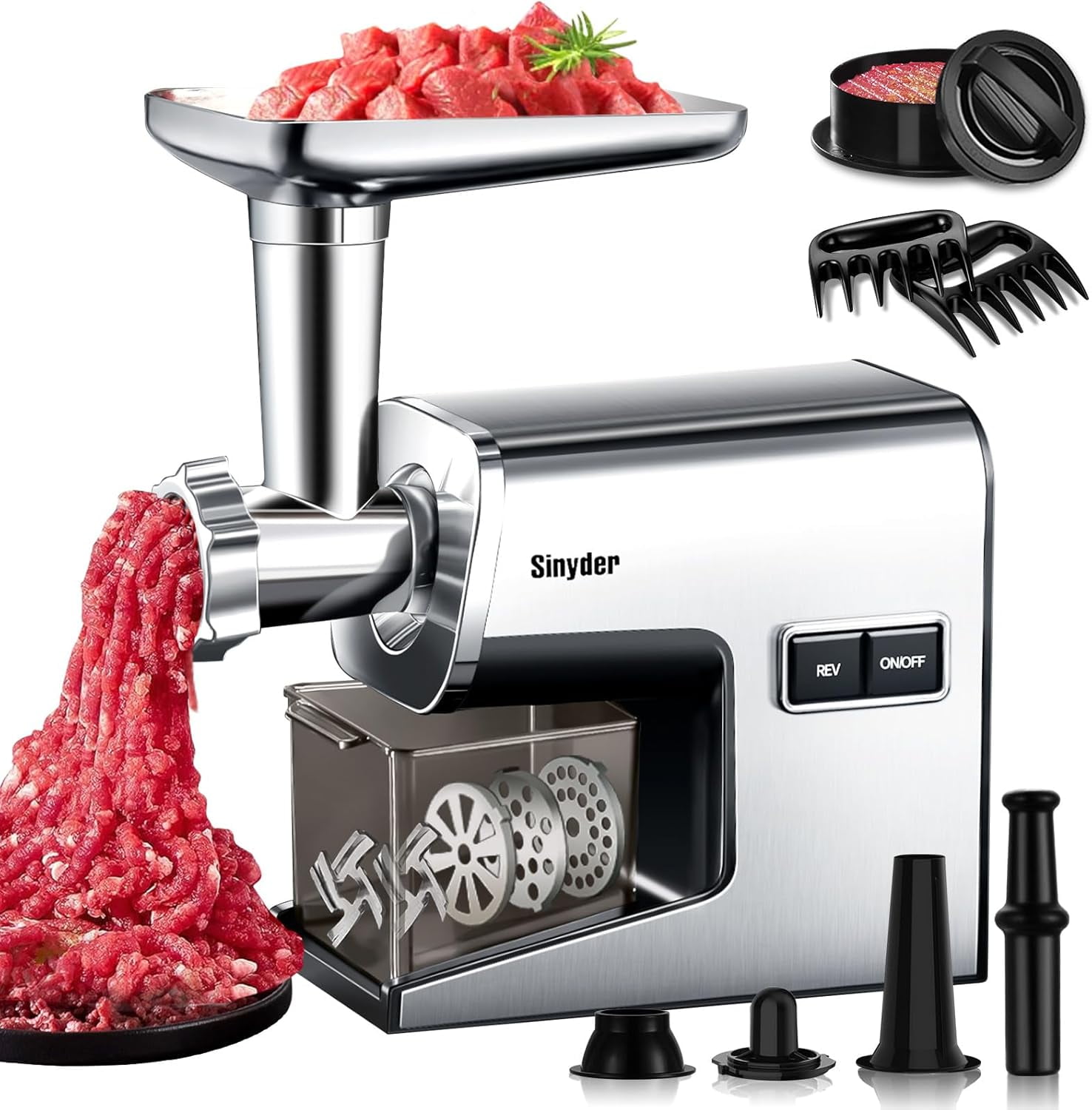 Electric Meat Grinder,3000W Max Stainless Steel Meat Mincer with 2 ...