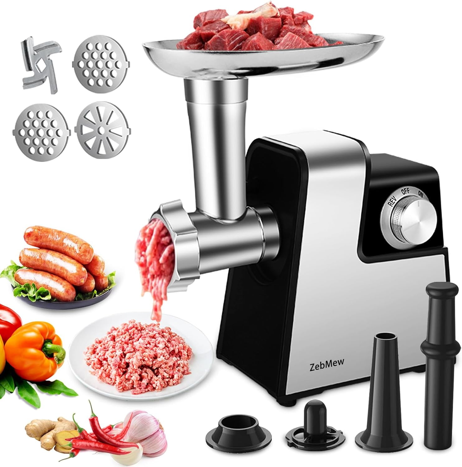 Electric Meat Grinder, 350W(2800W Max) Power Food Grinder with Sausage ...