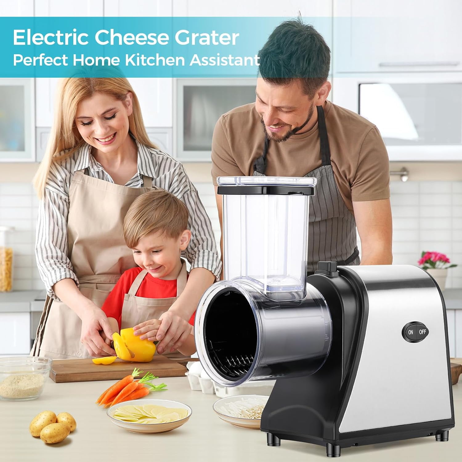 Electric Meat Grinder, Grater Salad Maker 250W Electric Slicer Cheese ...