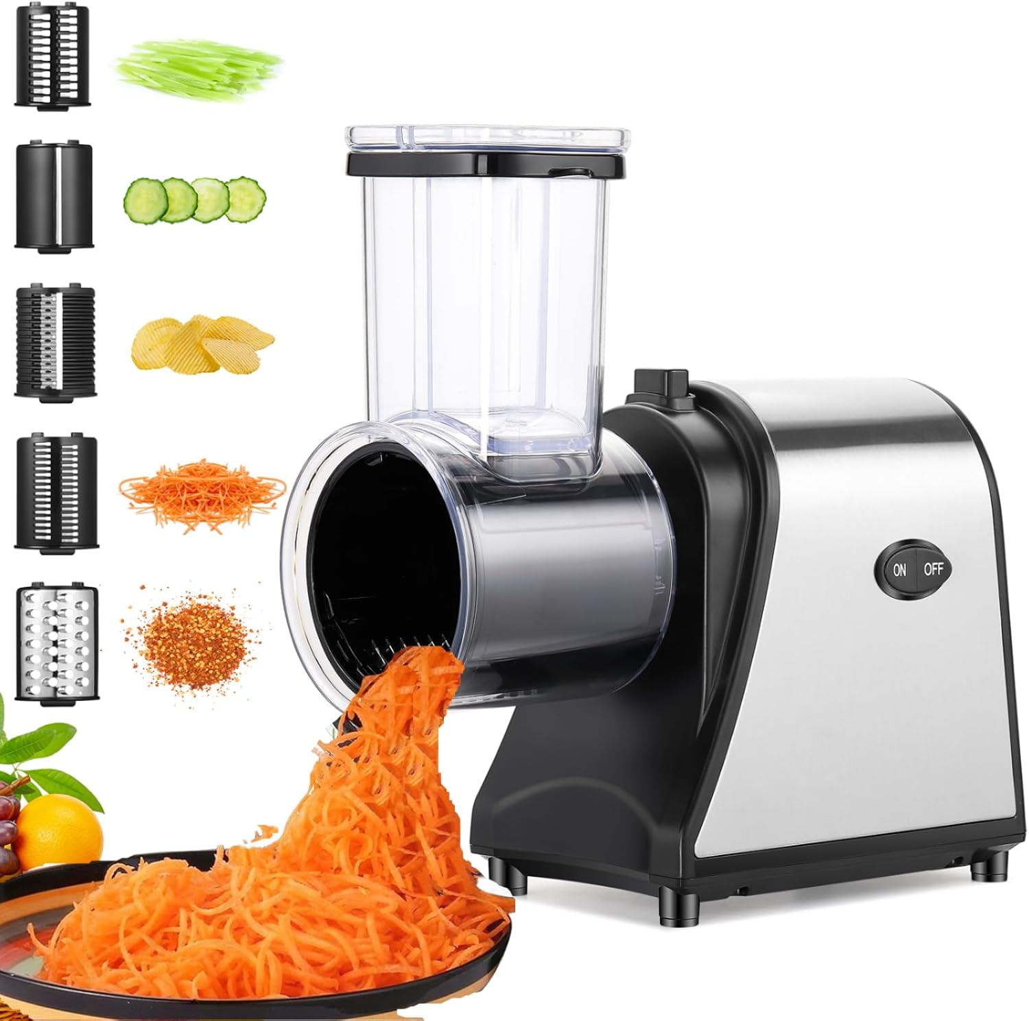 Electric Meat Grinder, Grater Salad Maker 250W Electric Slicer Cheese ...