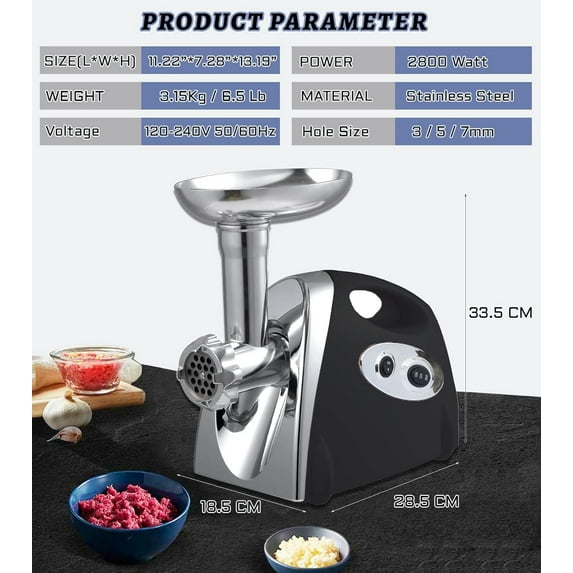 Electric Meat Grinder Mincer Machine, 2800W, Black - Walmart.com