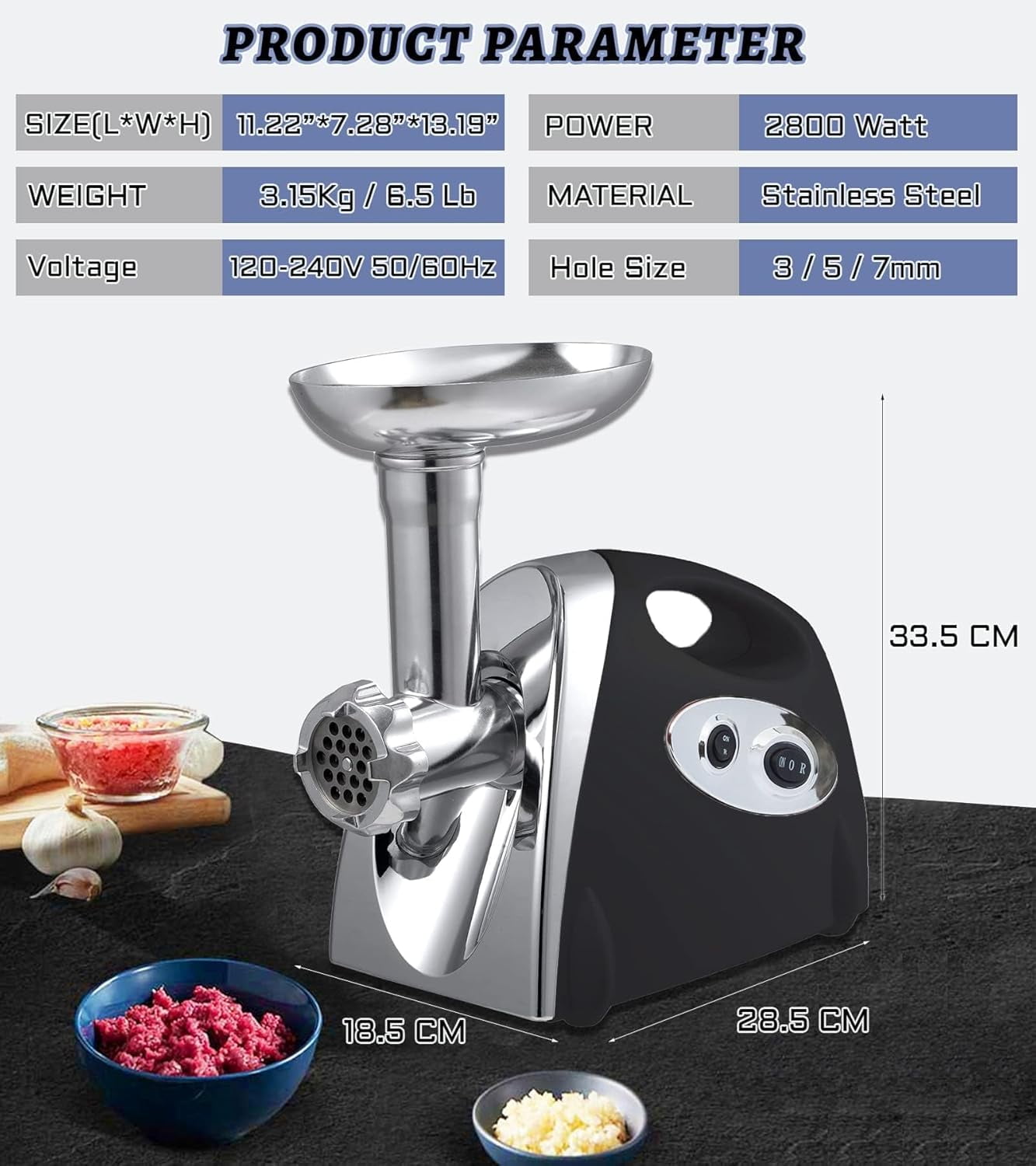 Electric Meat Grinder Mincer Machine, Heavy Duty 2800W, Black - Walmart.com