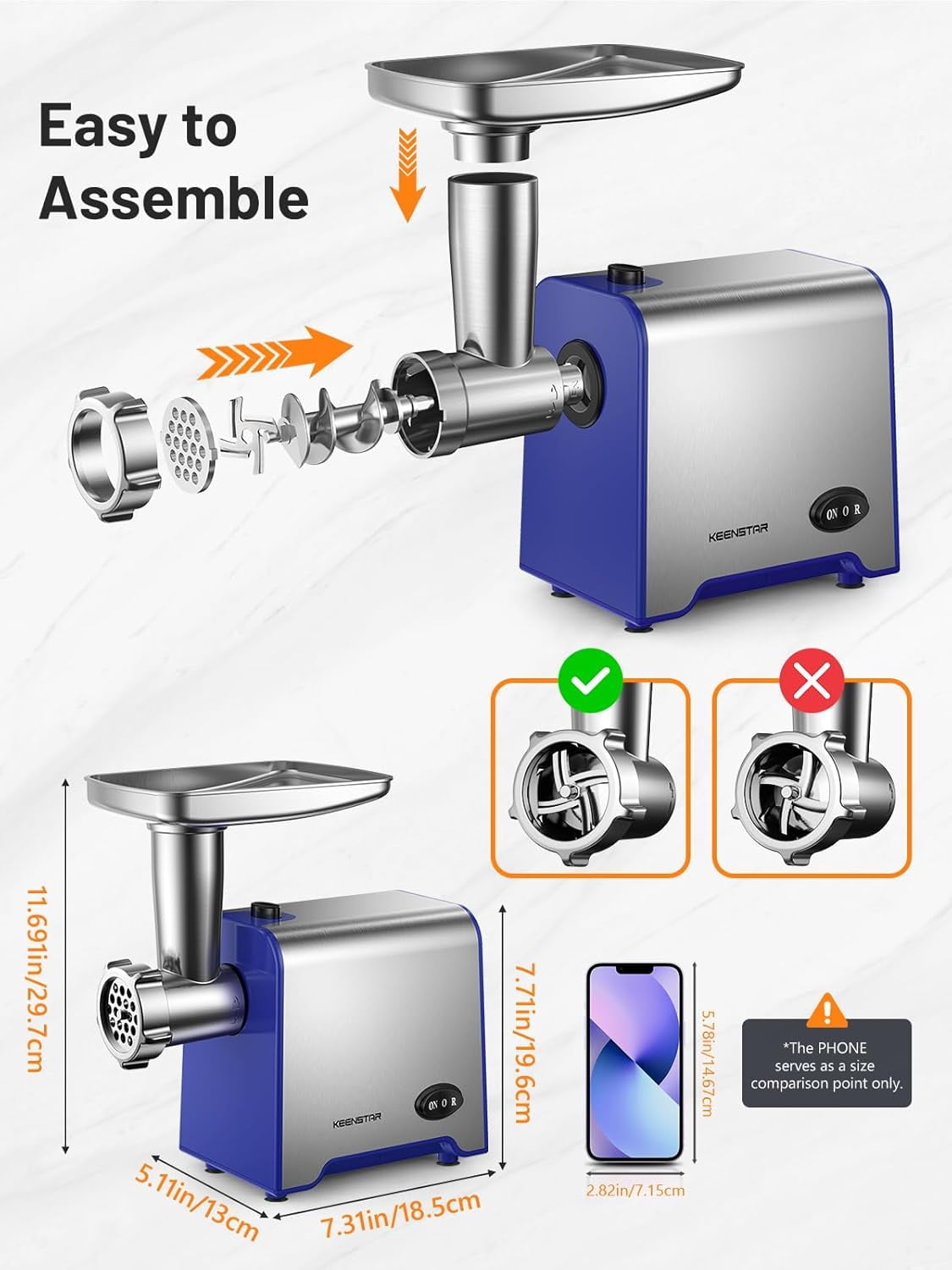 Electric Meat Grinder, Sausage Stuffer Maker 450W Food Grinder with ...