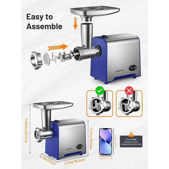 Electric Meat Grinder, Sausage Stuffer Maker 450W Food Grinder with ...