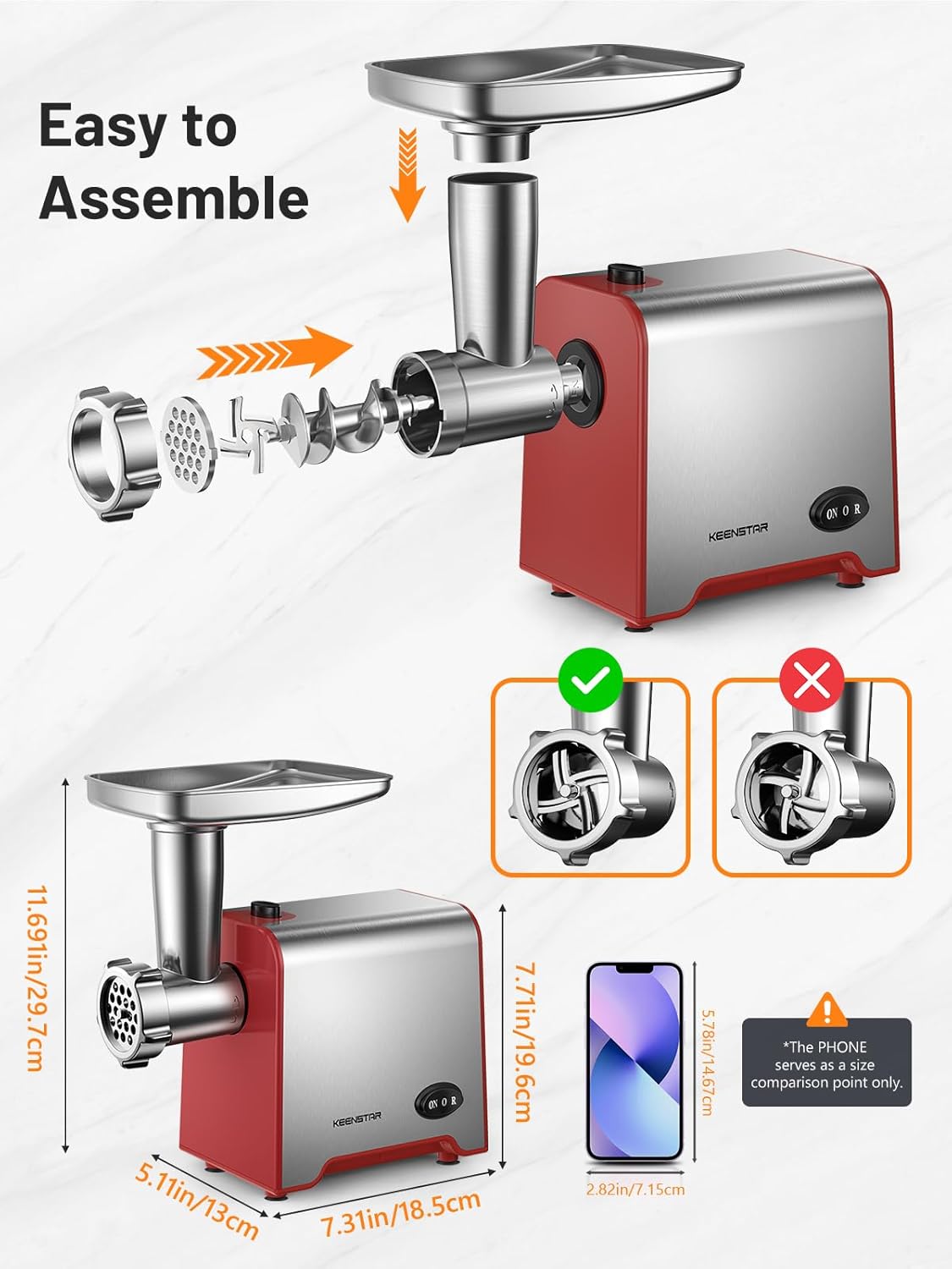 Electric Meat Grinder, Sausage Stuffer Maker 450W Food Grinder with ...